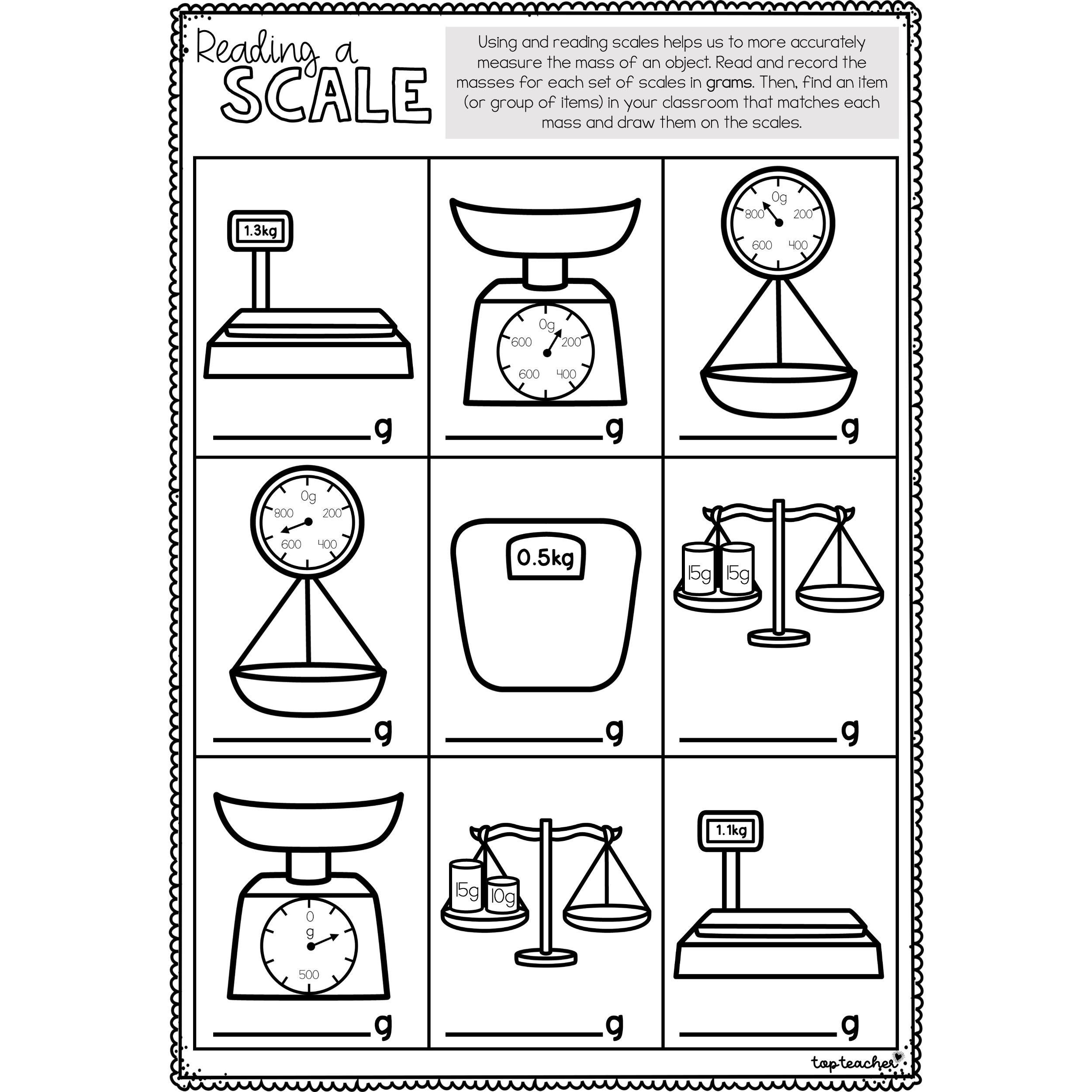 Reading a Scale Worksheet - Top Teacher