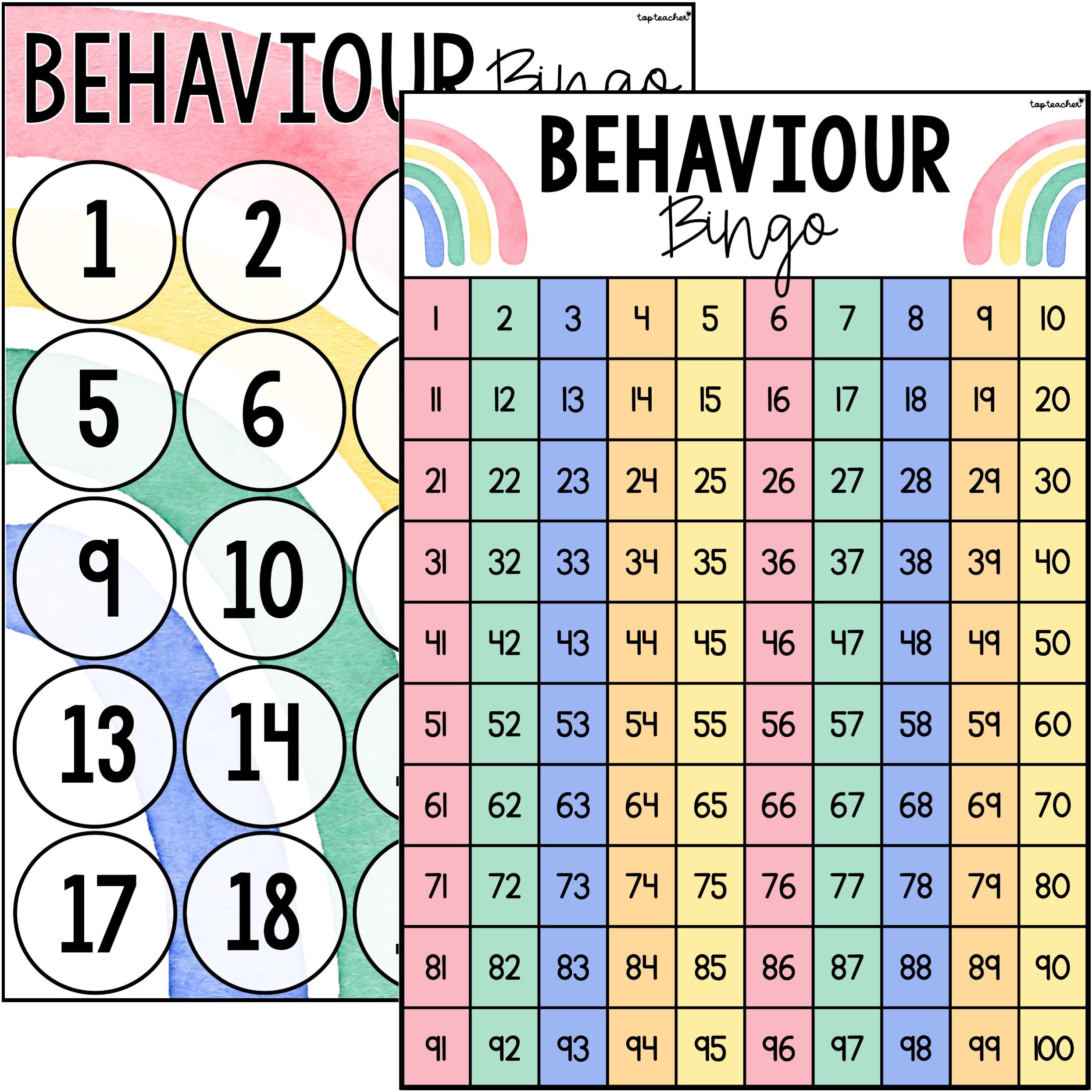 Behaviour Bingo Rainbow - Top Teacher