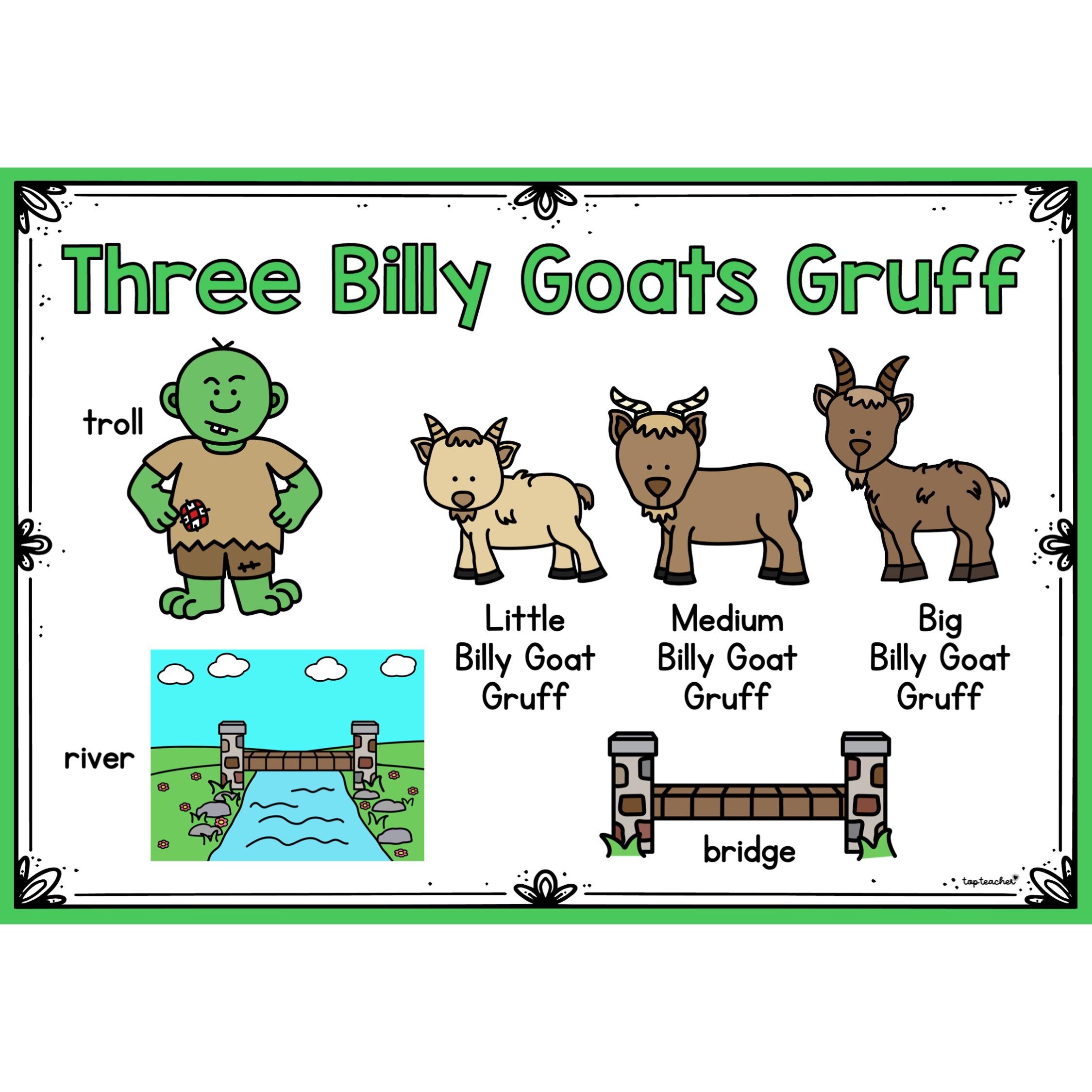 Three Billy Goats Gruff Vocabulary Mat - Top Teacher