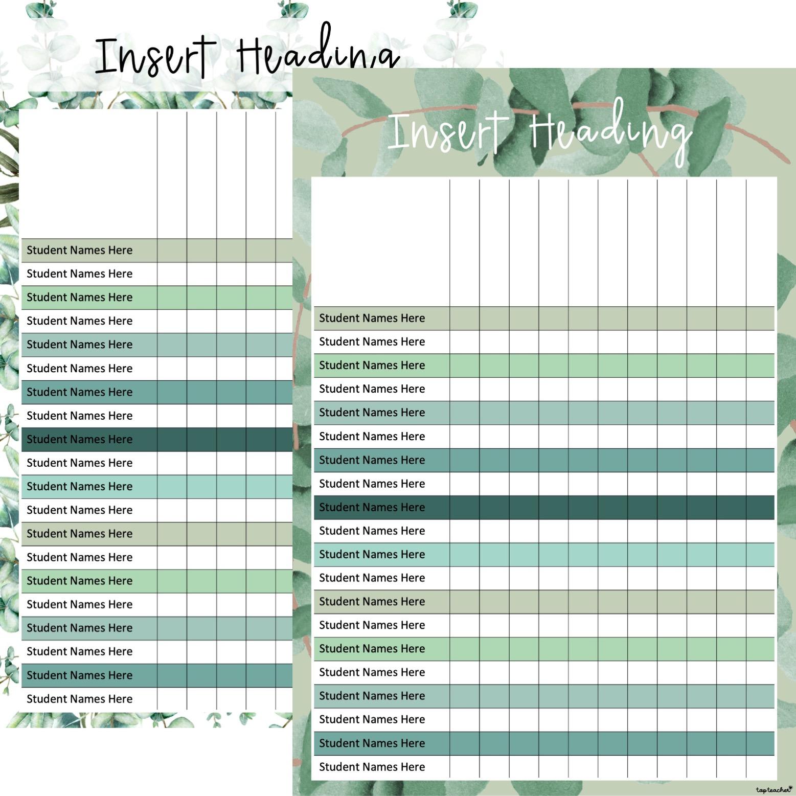 Class Checklist Eucalyptus - Top Teacher