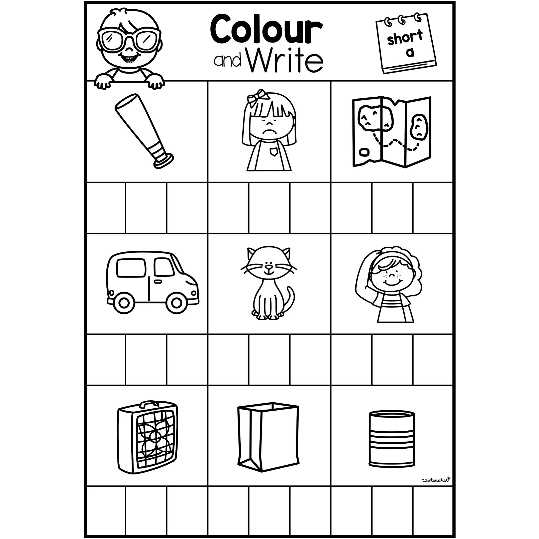 Colour & Write CVC Worksheets - Top Teacher