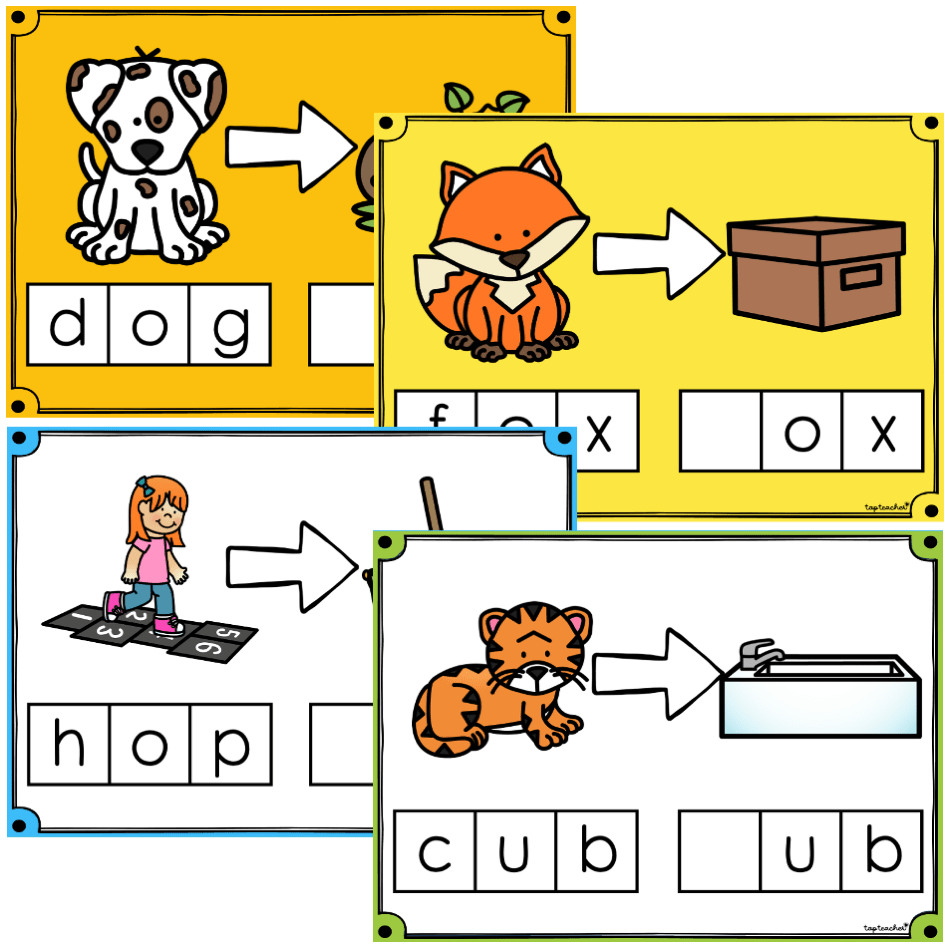 CVC Initial Sound Swap Task Cards - Top Teacher