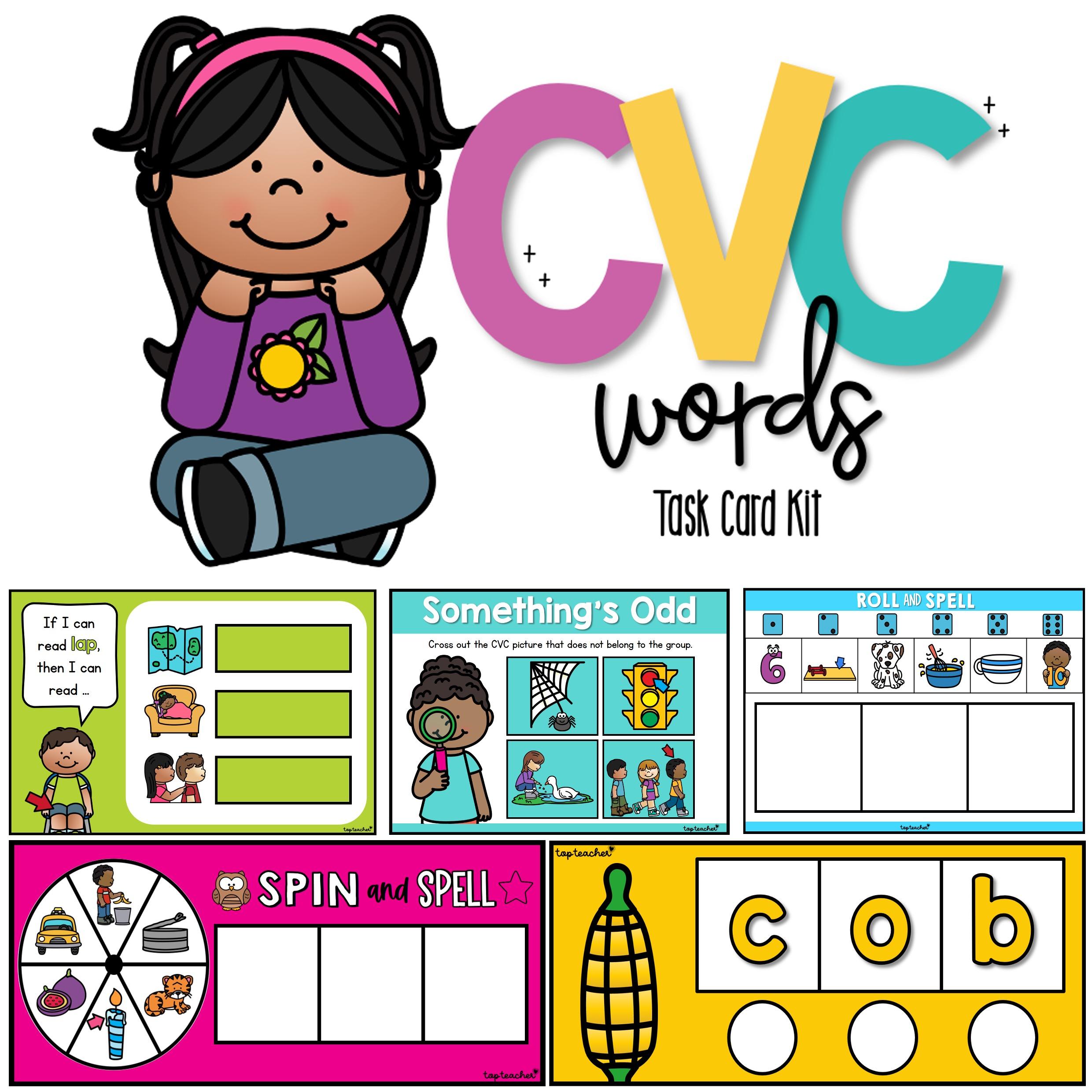 CVC Task Cards PACKAGE - Top Teacher