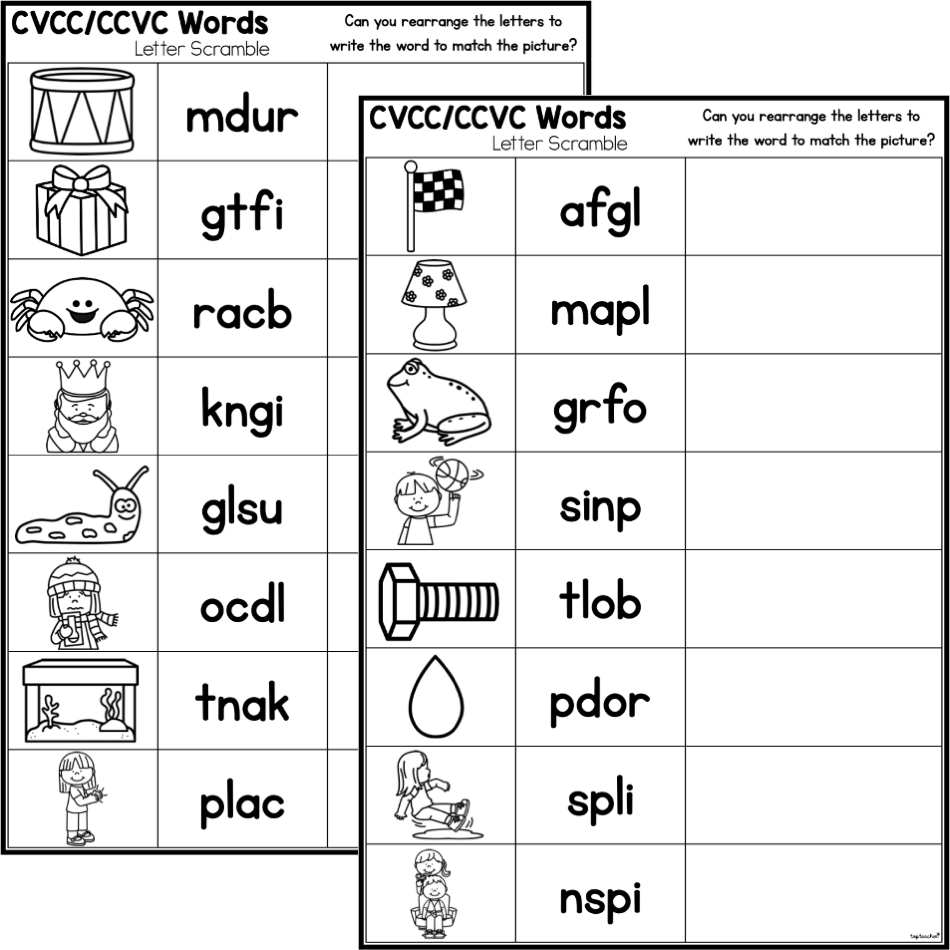 CVCC & CCVC Words: Letter Scramble Worksheets - Top Teacher