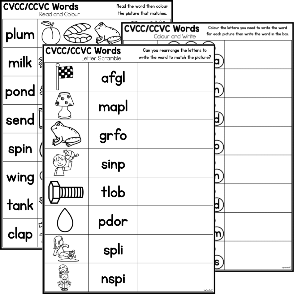 CVCC & CCVC Words: Worksheet PACKAGE - Top Teacher