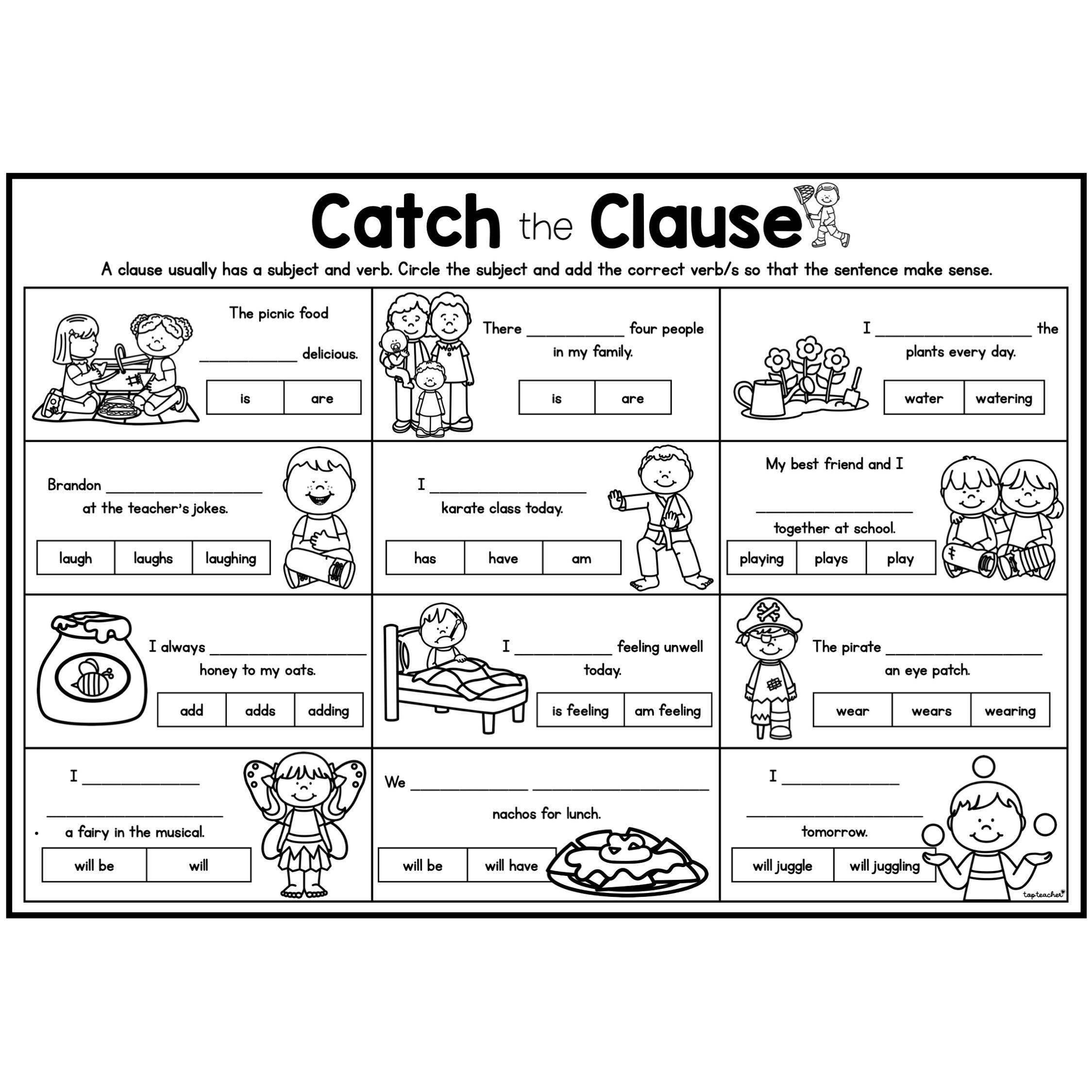 Catch the Clause: Fill in the Missing Word Worksheet - Top Teacher