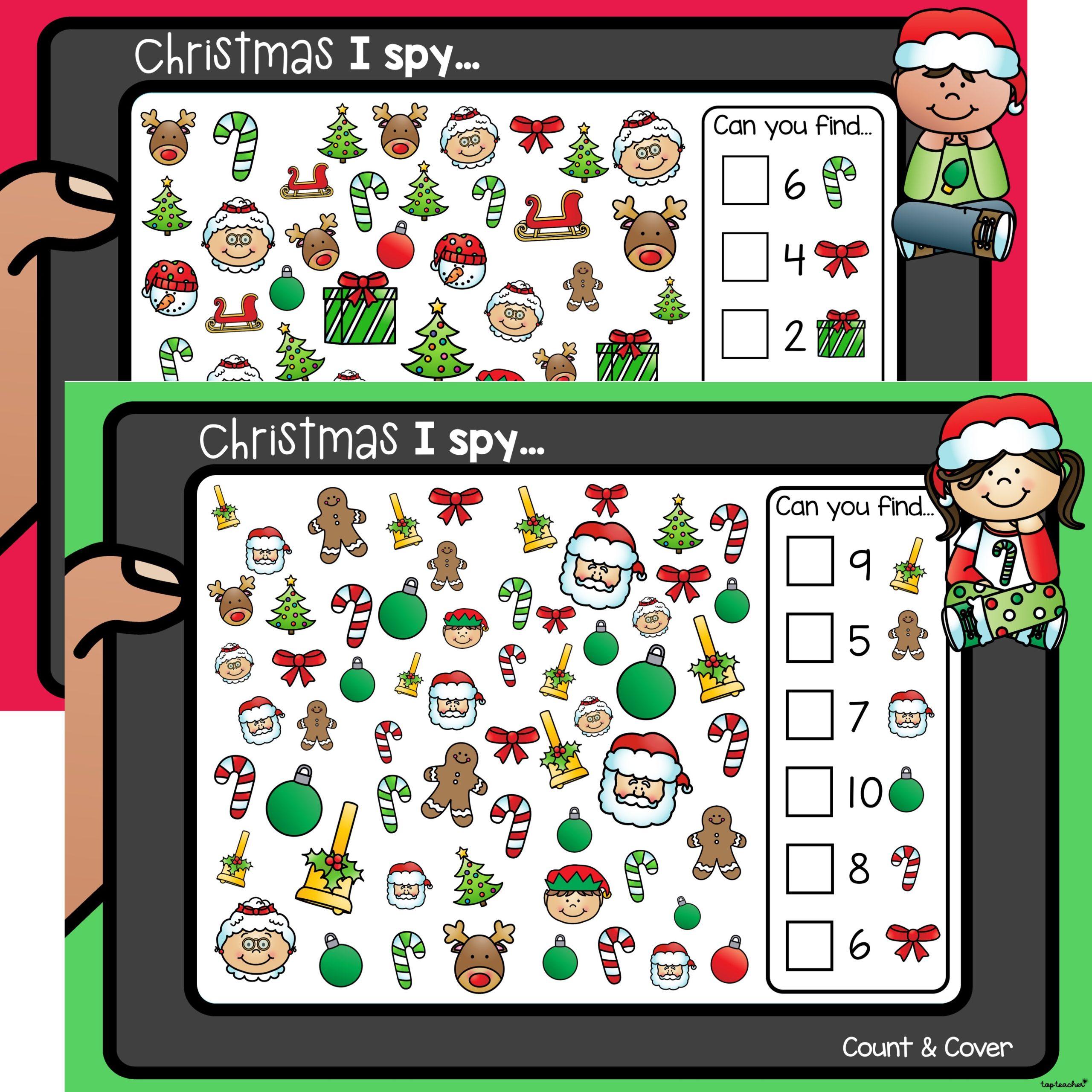 Christmas I Spy Count & Cover - Top Teacher
