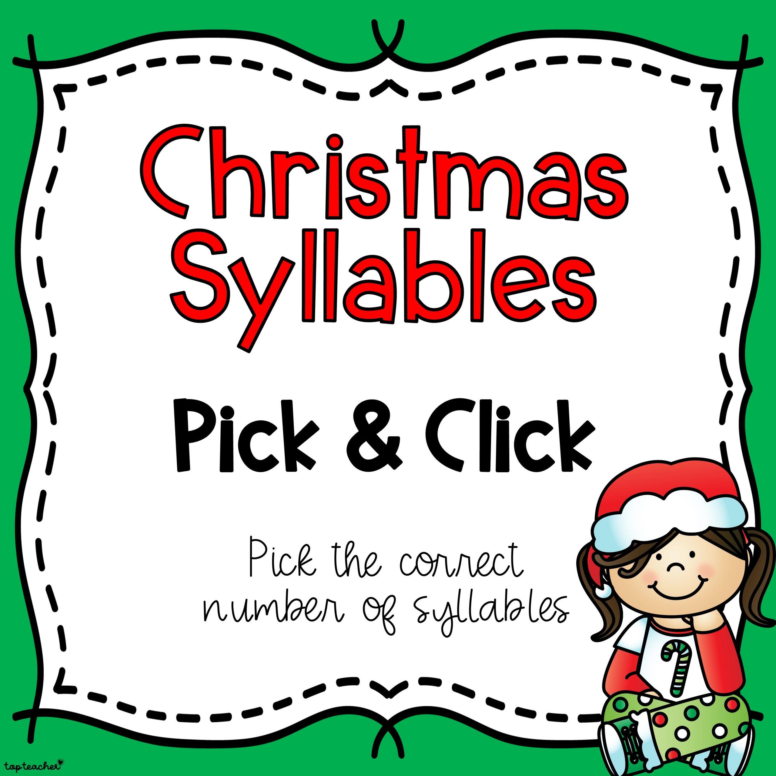 Christmas Syllables Pick & Click POWERPOINT - Top Teacher