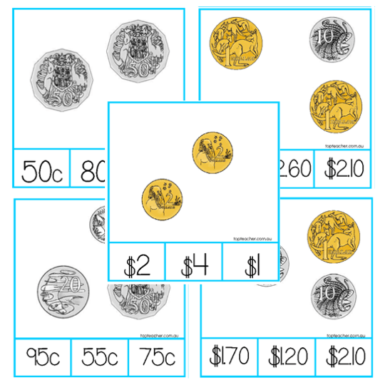 Coin Clip Cards: Identifying & Adding Coins - Top Teacher