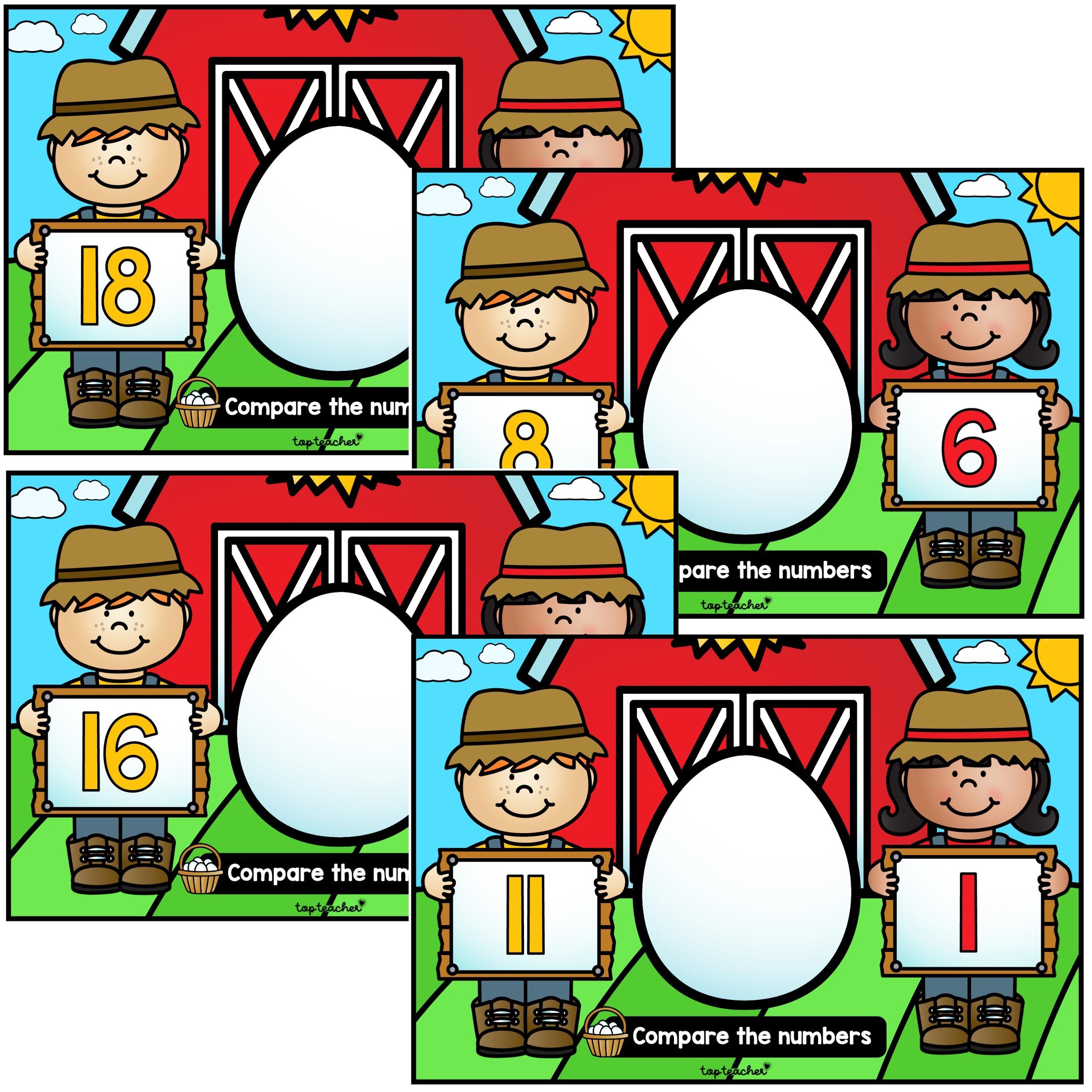 Numbers to 20 Task Cards: Comparing Numbers - Top Teacher
