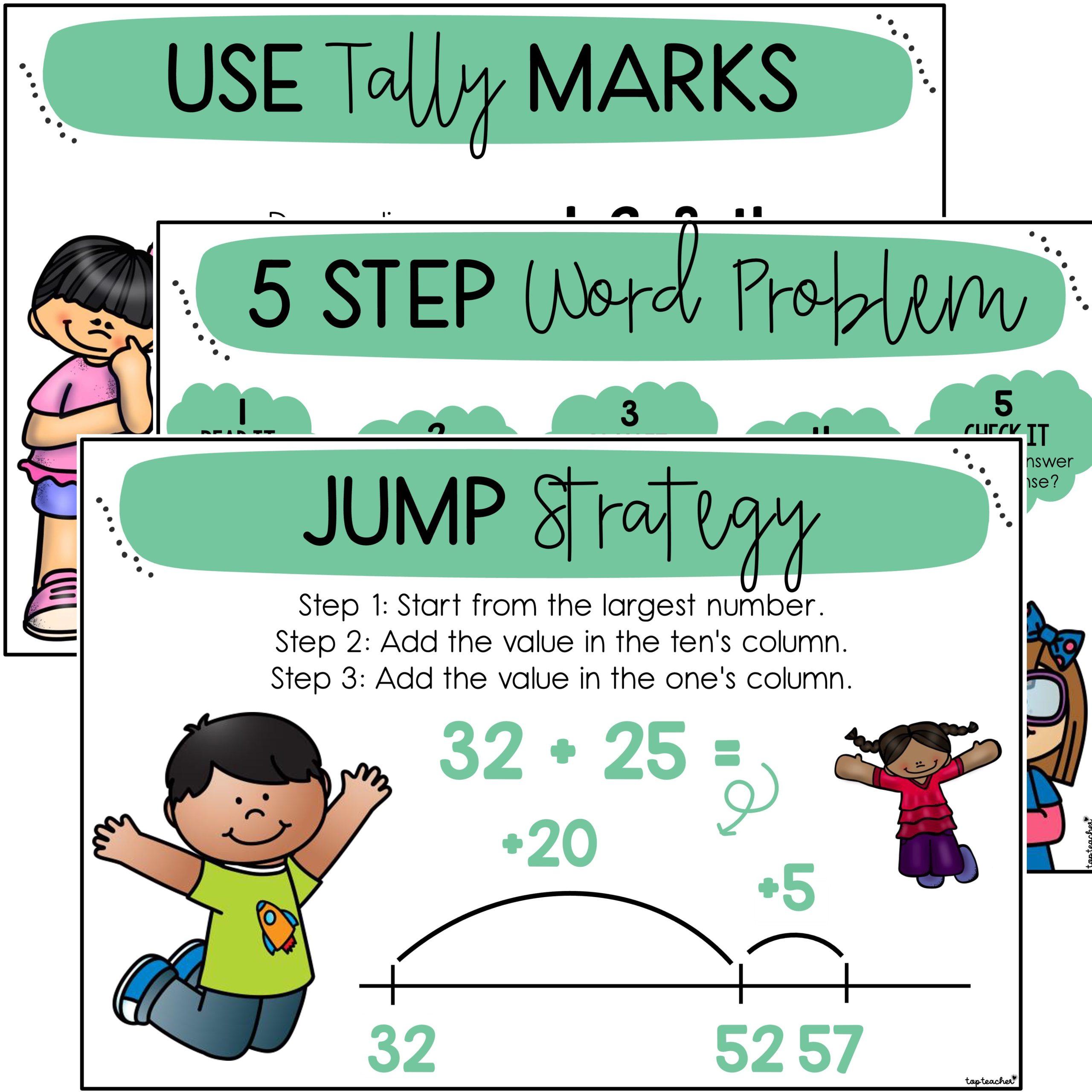 Addition Counting Strategies Posters Let’s Bloom - Top Teacher