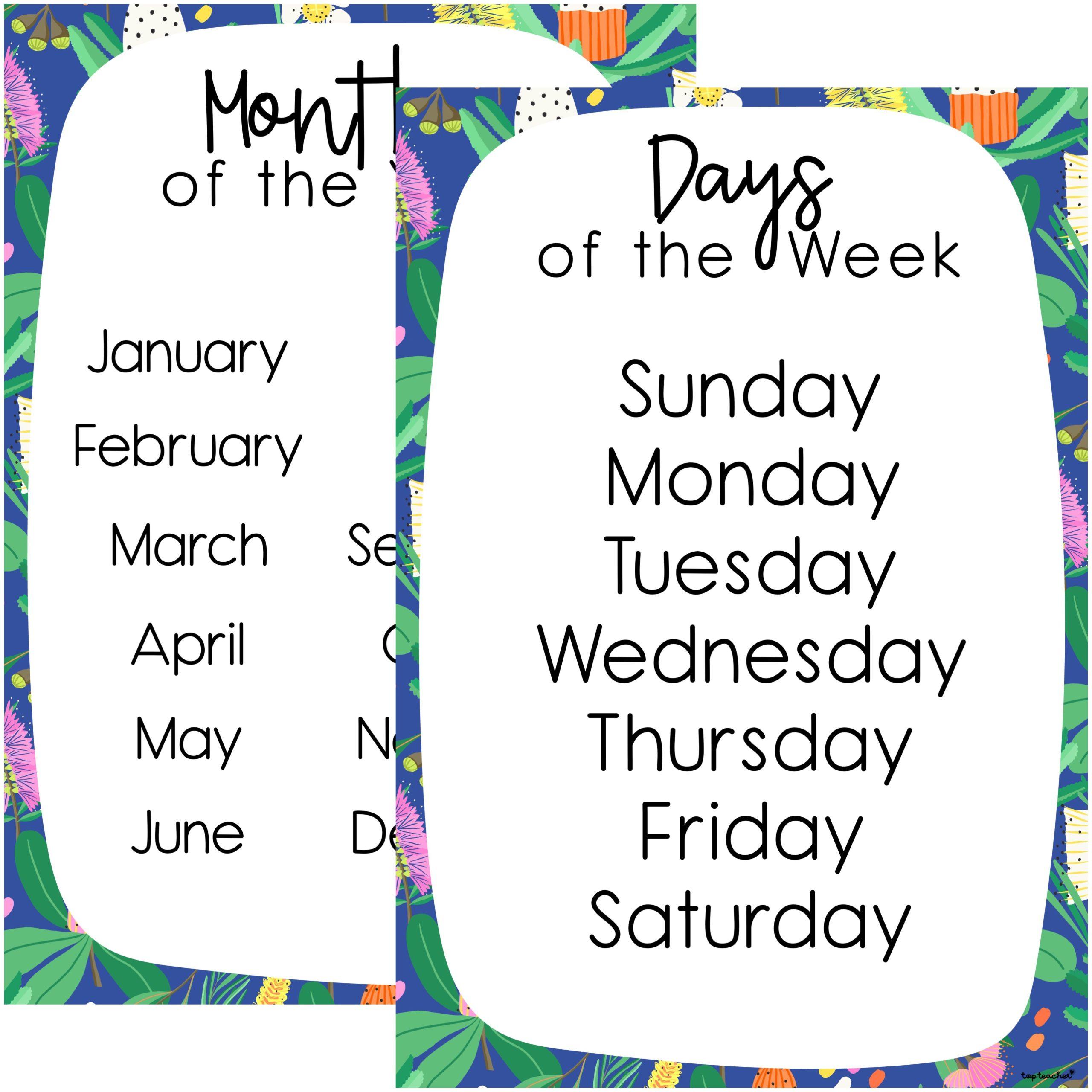 Days & Months Posters Let’s Bloom Print - Top Teacher