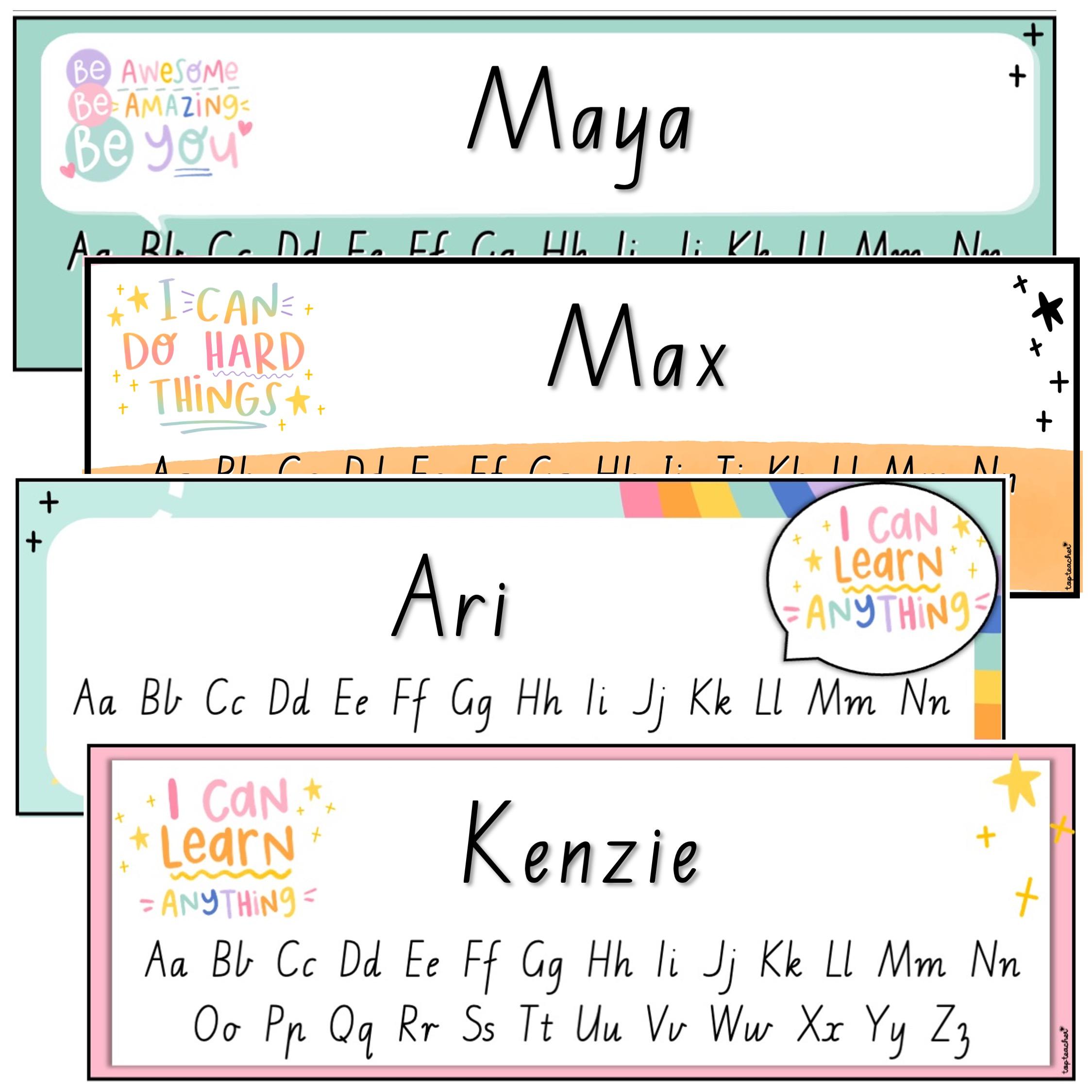 Alphabet Desk Mats Name Good Vibes - Top Teacher