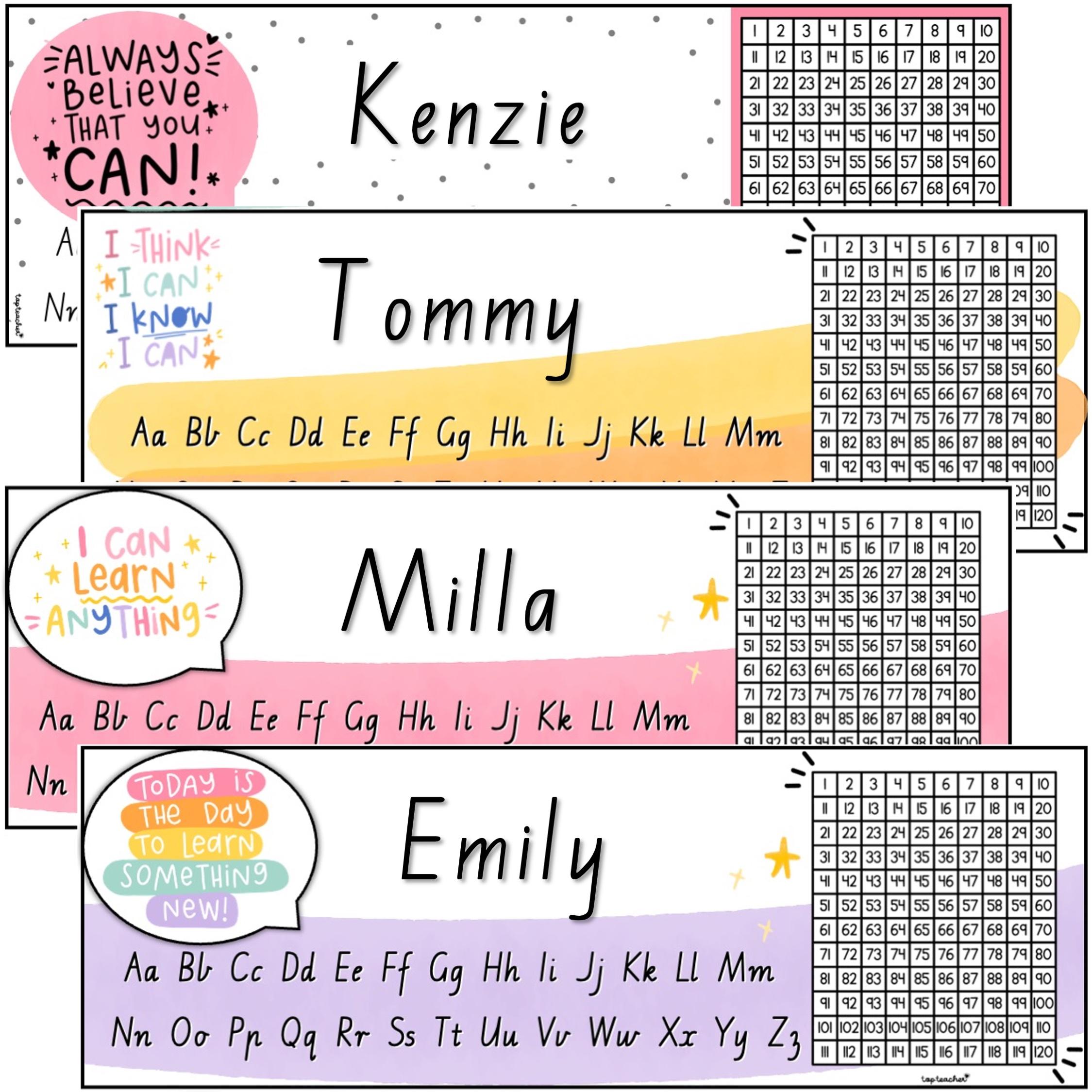 Alphabet Desk Mats Hundred Chart Good Vibes - Top Teacher