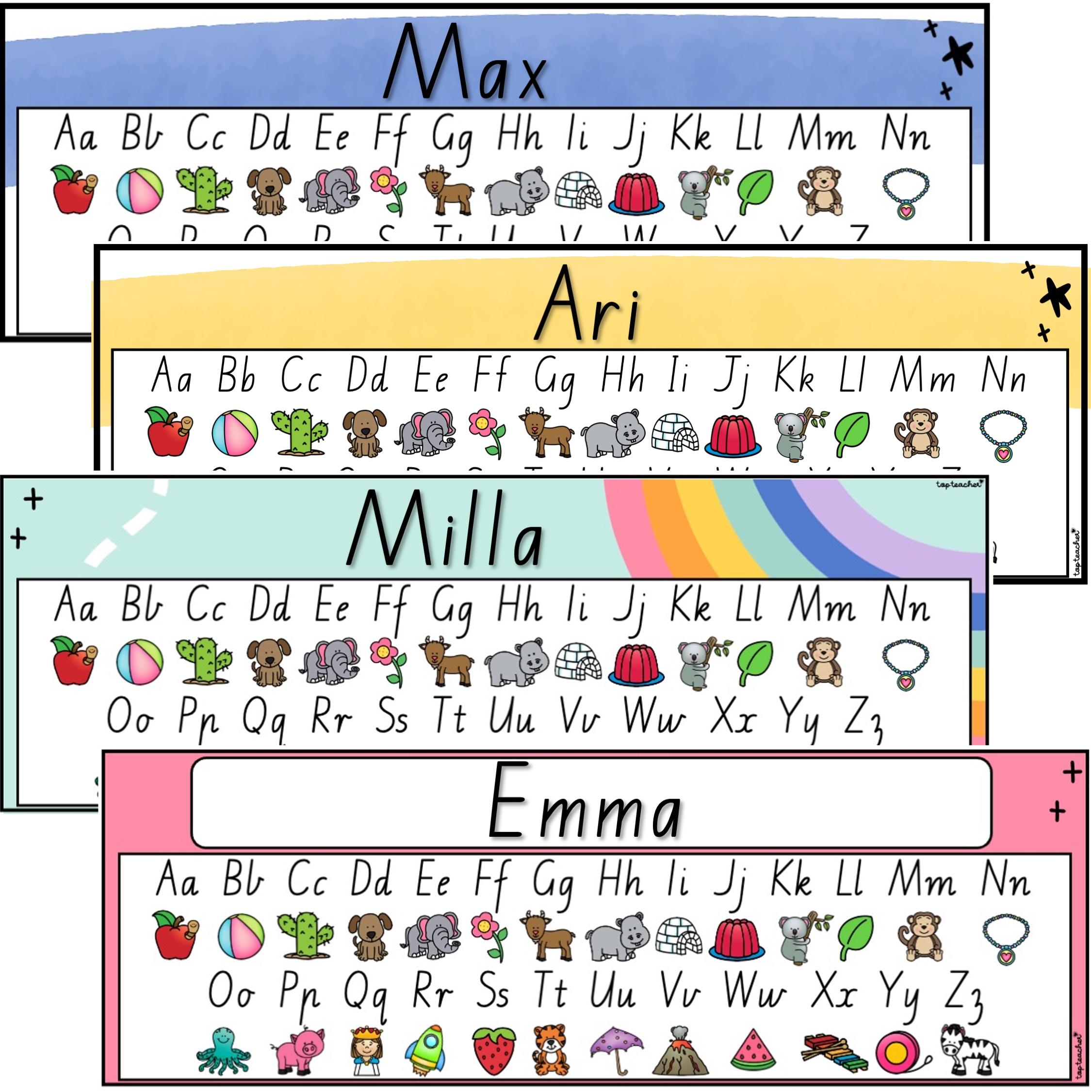 Alphabet Desk Mats Pictures Good Vibes - Top Teacher