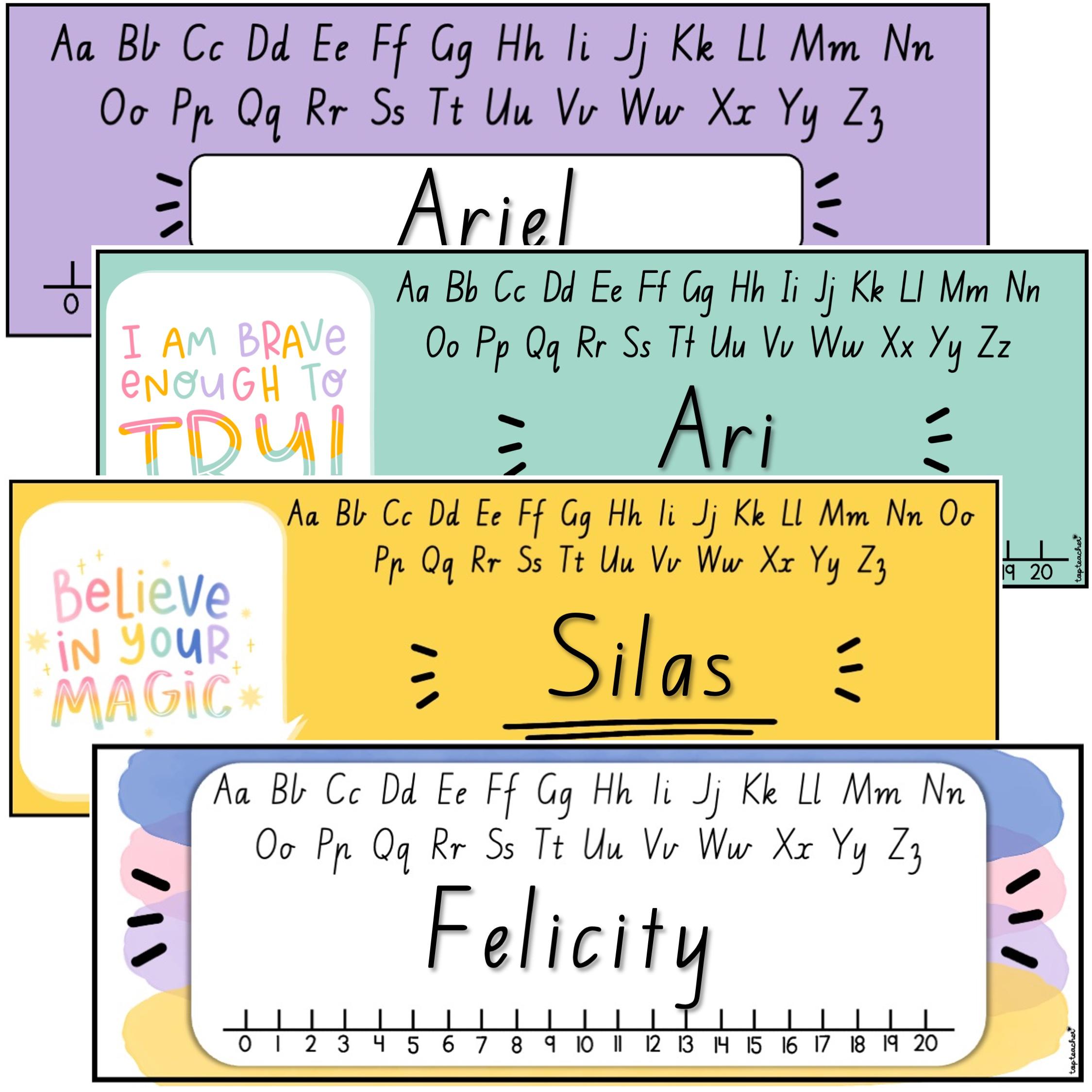Alphabet Desk Mats Number Line Good Vibes - Top Teacher
