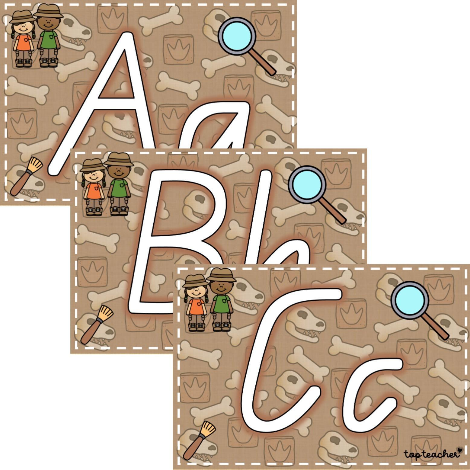 Dino Dig Alphabet Cards - Top Teacher