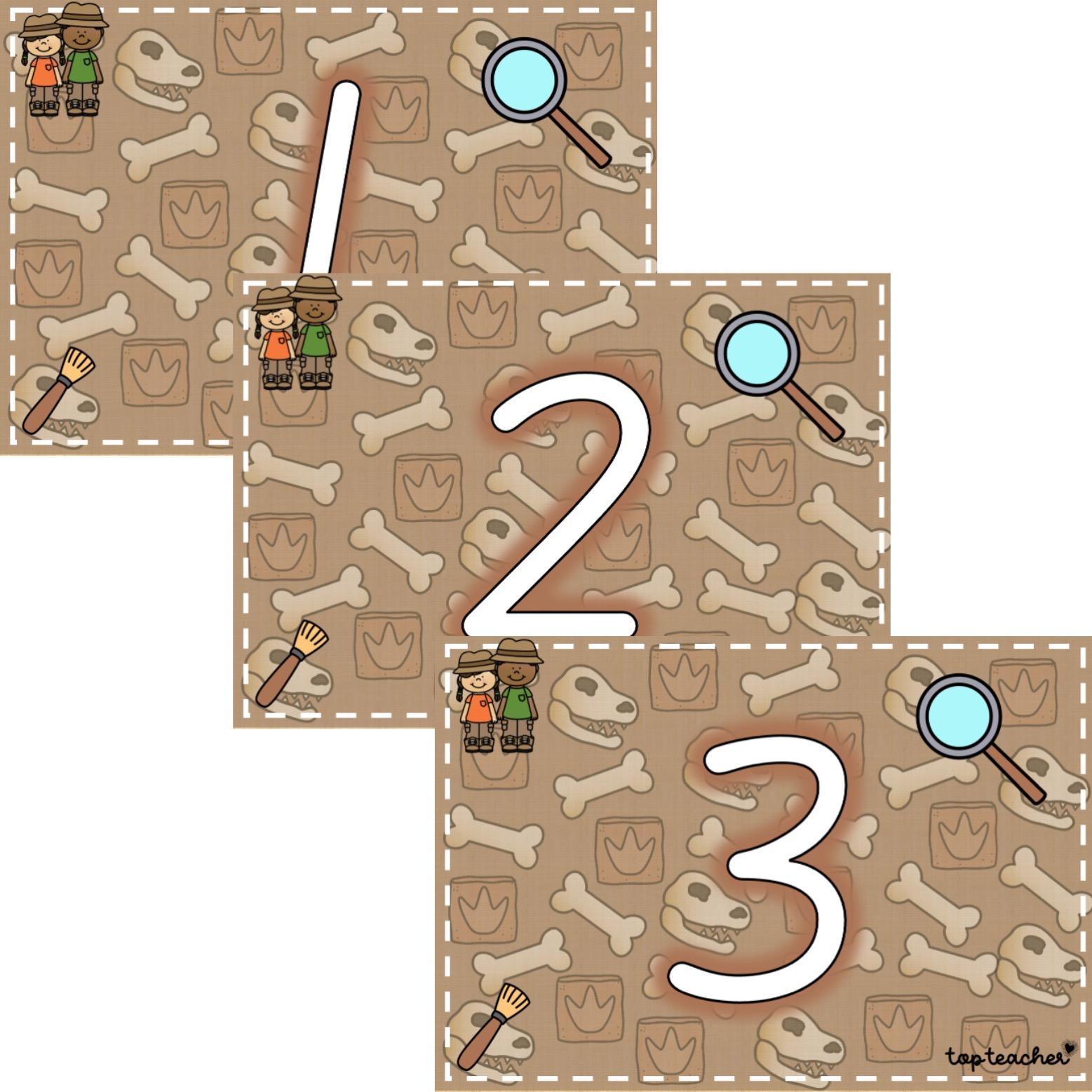 Dino Dig Number Cards - Top Teacher