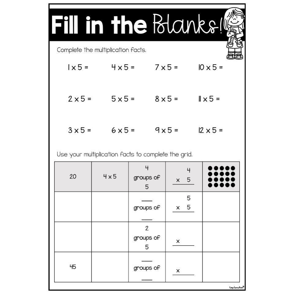 Fill in the Blanks: Multiplication 1-12 - Top Teacher