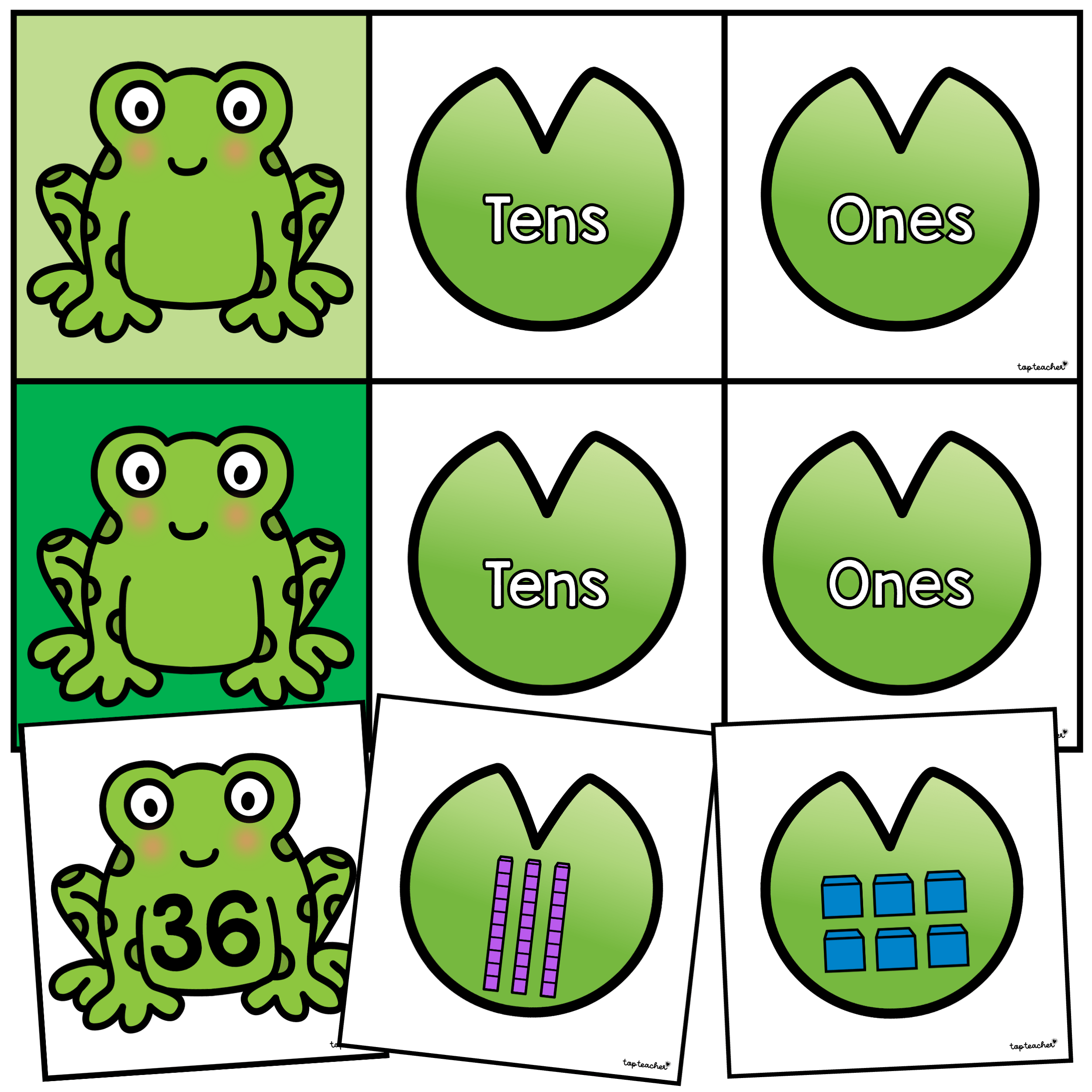 Frog Tens & Ones Match Cards - Top Teacher