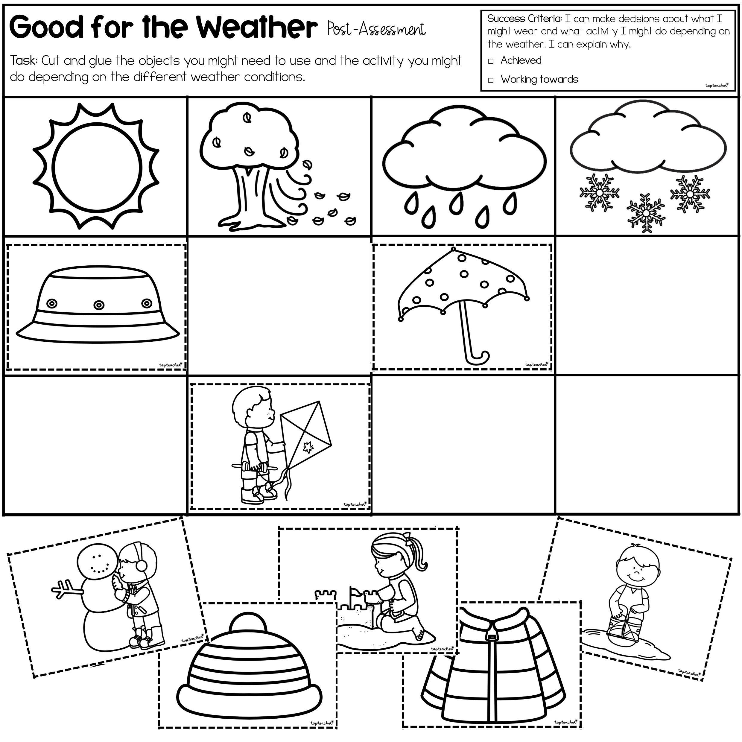 Good for the Weather Cut & Paste Post-Assessment - Top Teacher