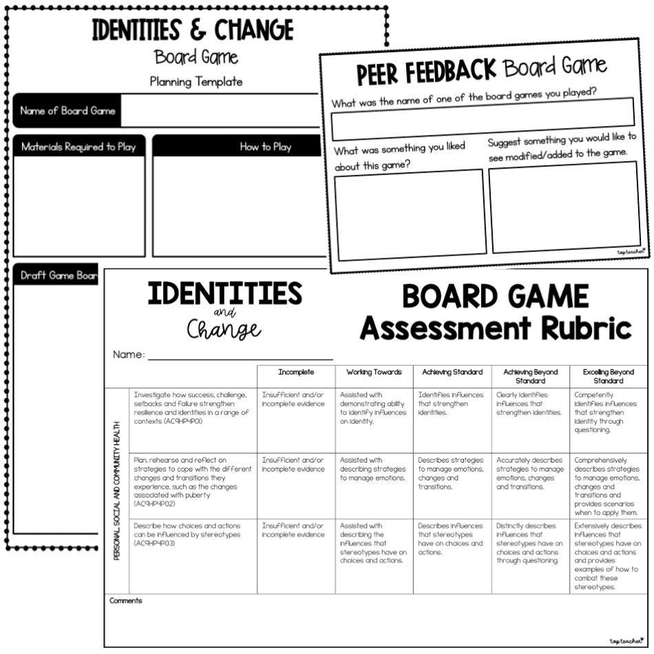 Health Assessment Years 3 & 4: Identities & Change Board Game - Top Teacher