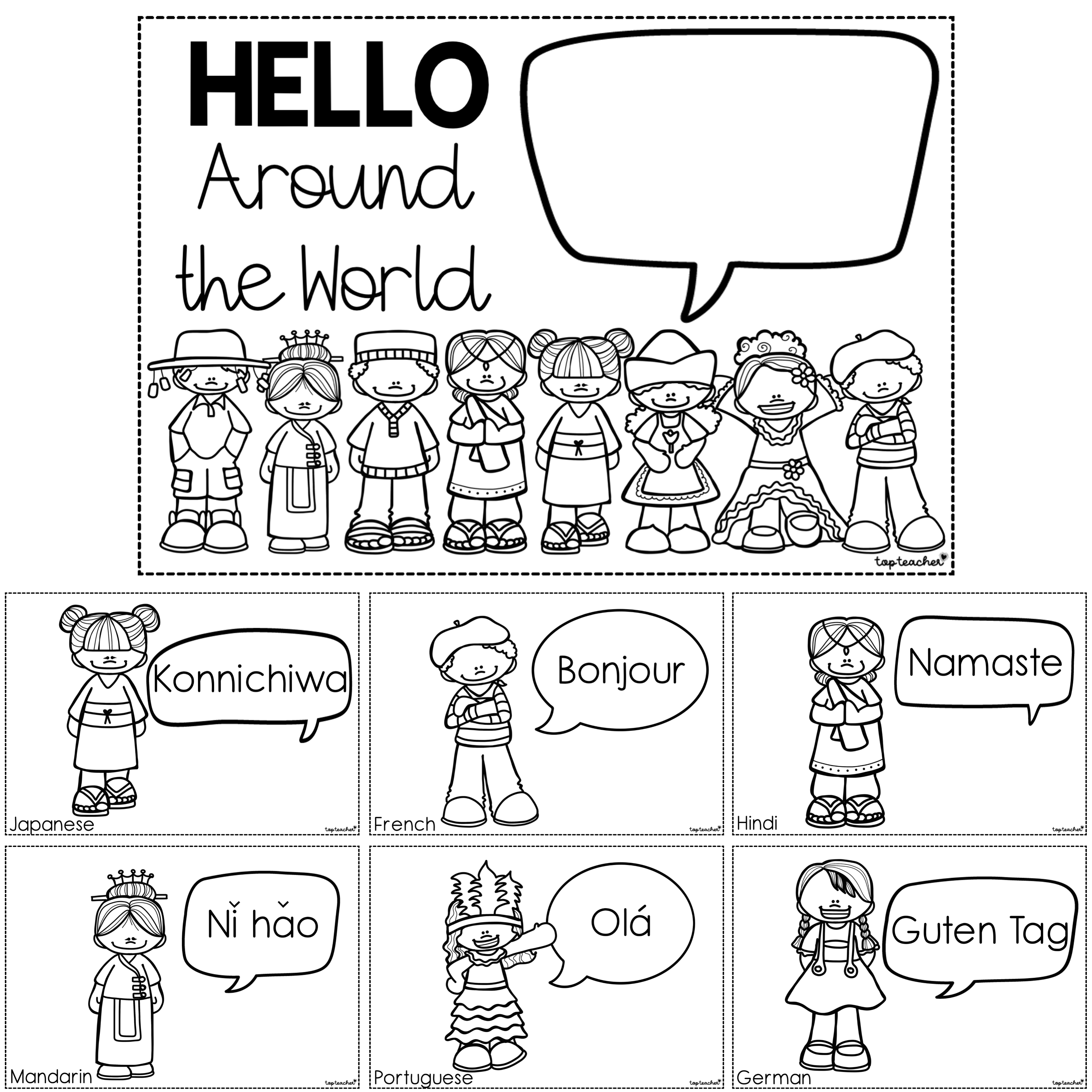 Hello Around the World Flip Book - Top Teacher