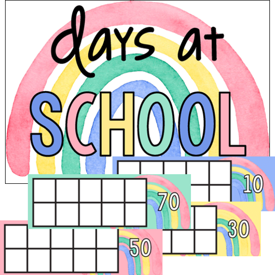 Days at School Tens Frame Rainbow - Top Teacher