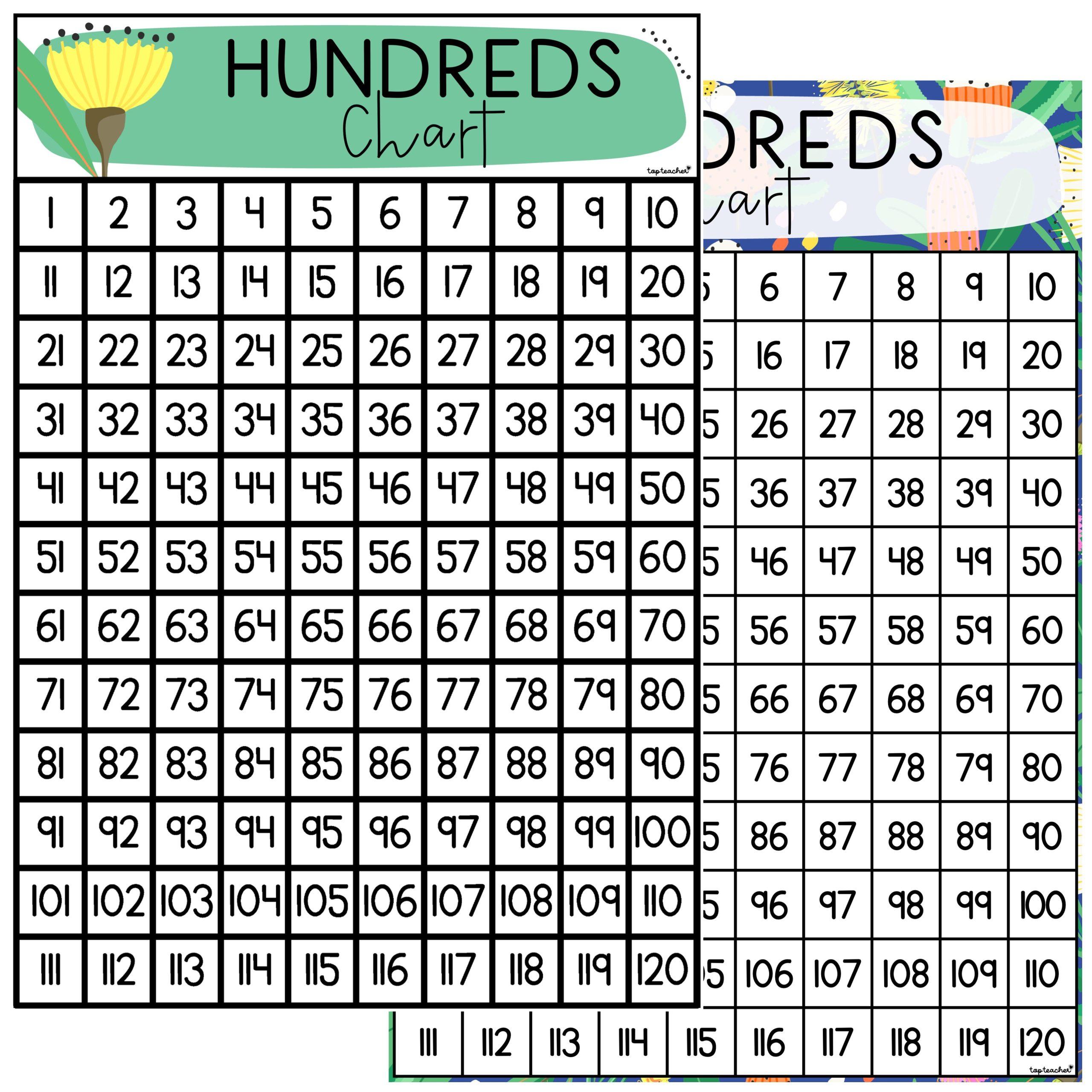 Hundreds Chart Let’s Bloom - Top Teacher