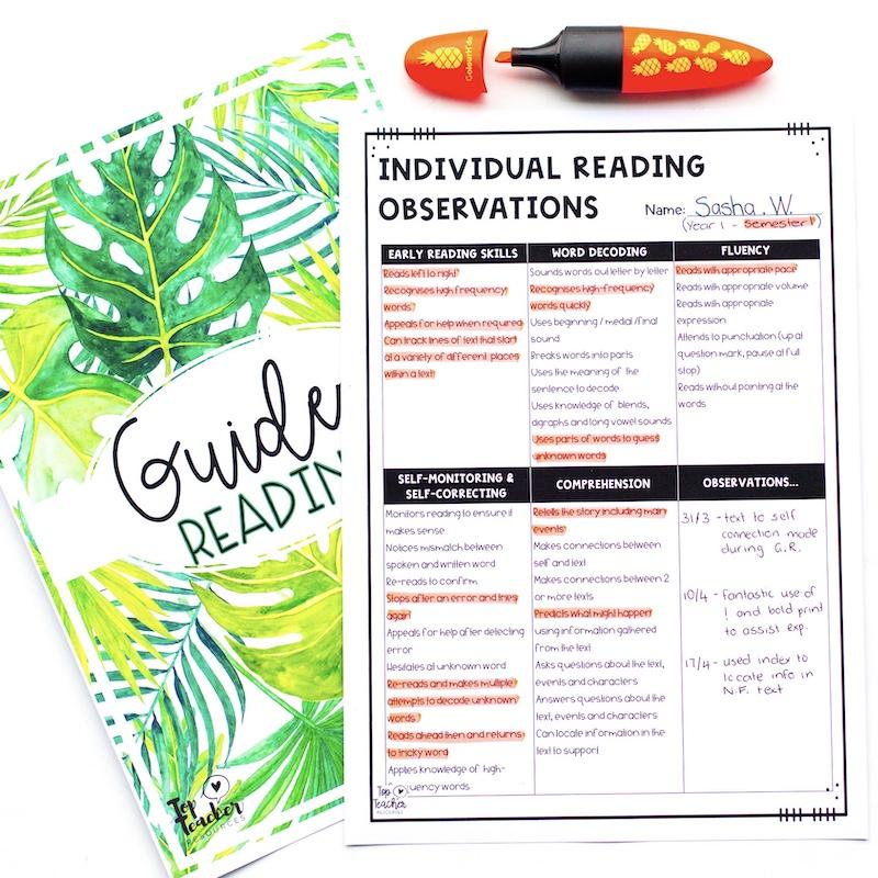 Individual Reading Observation Checklist - Top Teacher