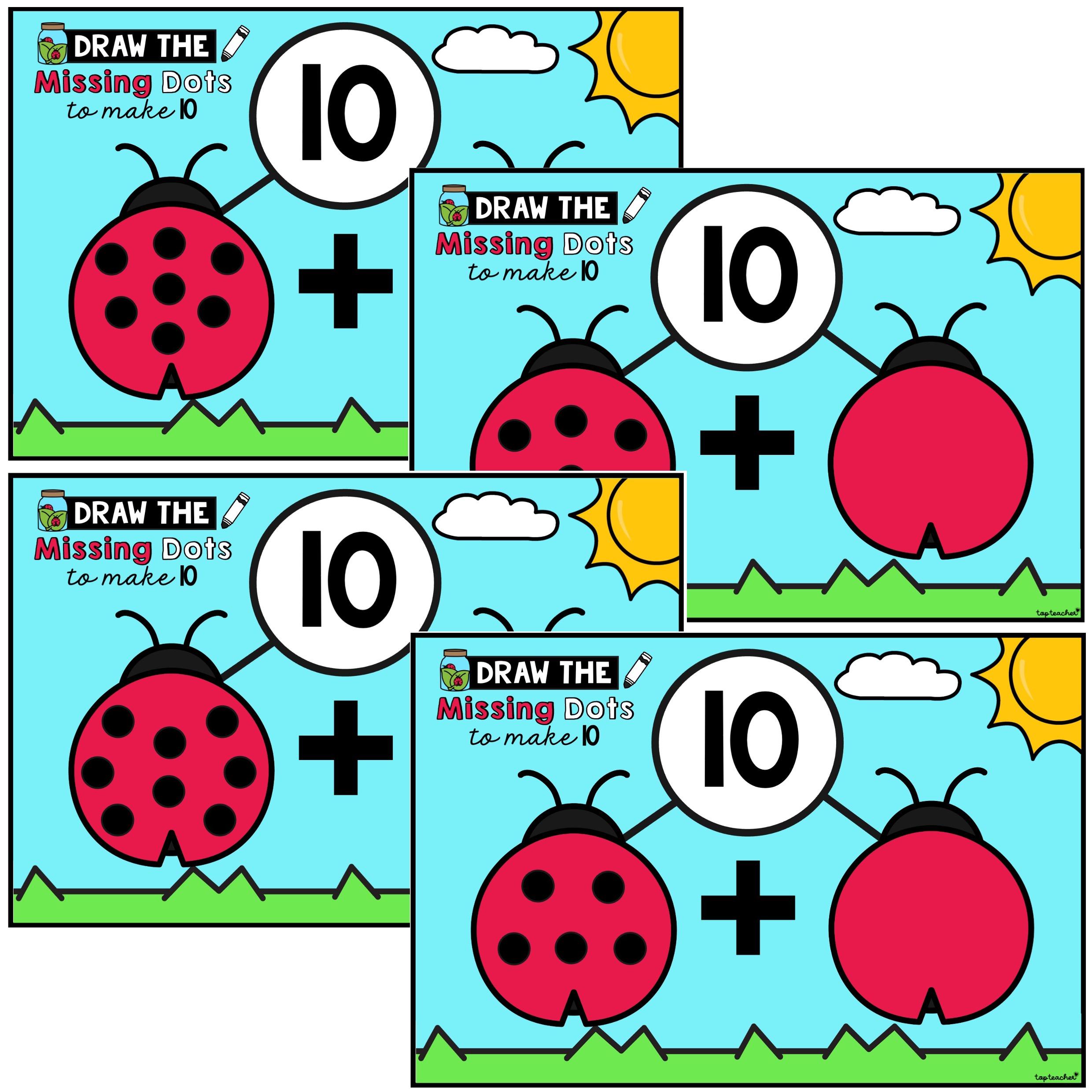 Friends of Ten Task Cards: Ladybug Dots - Top Teacher