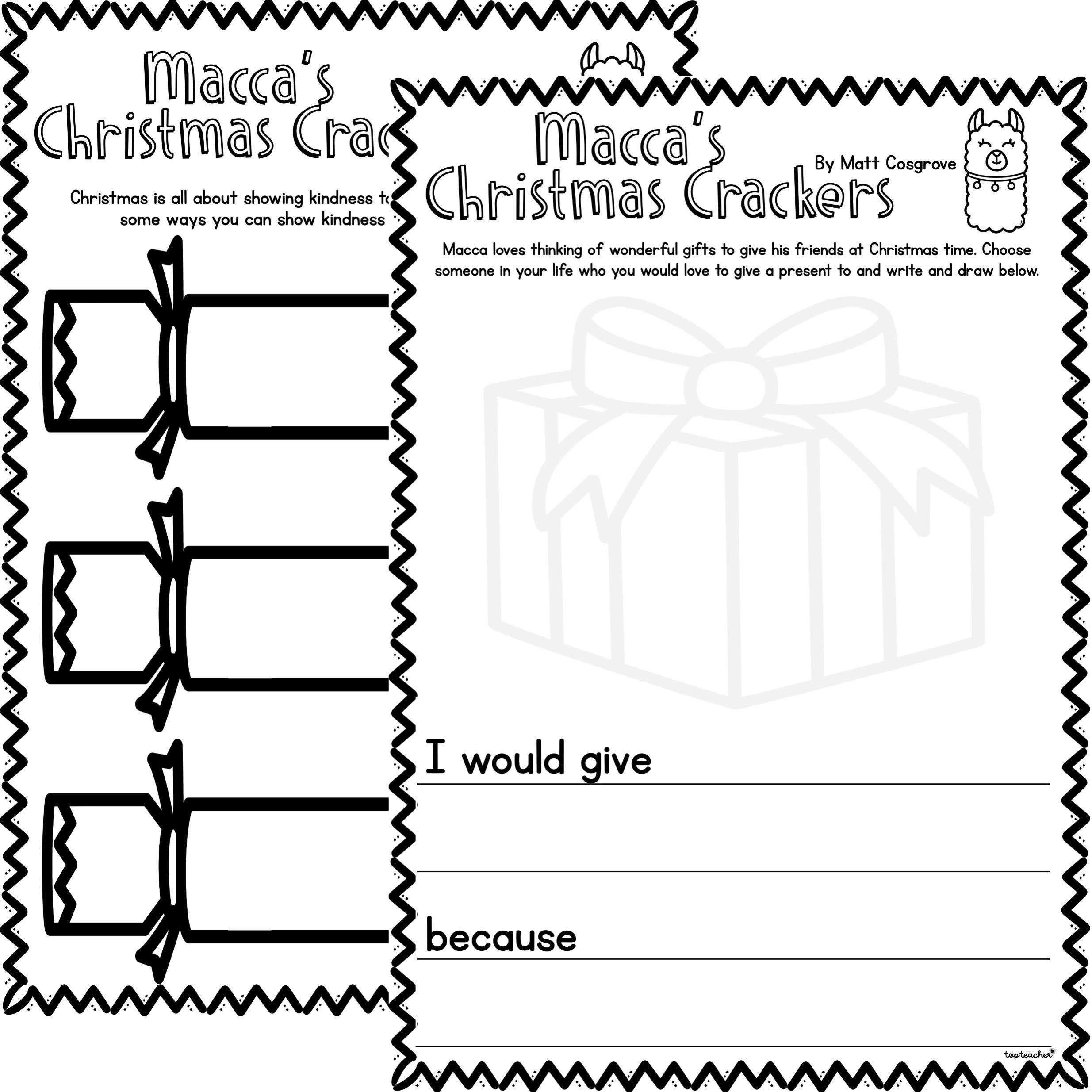 Macca’s Christmas Crackers Worksheets - Top Teacher