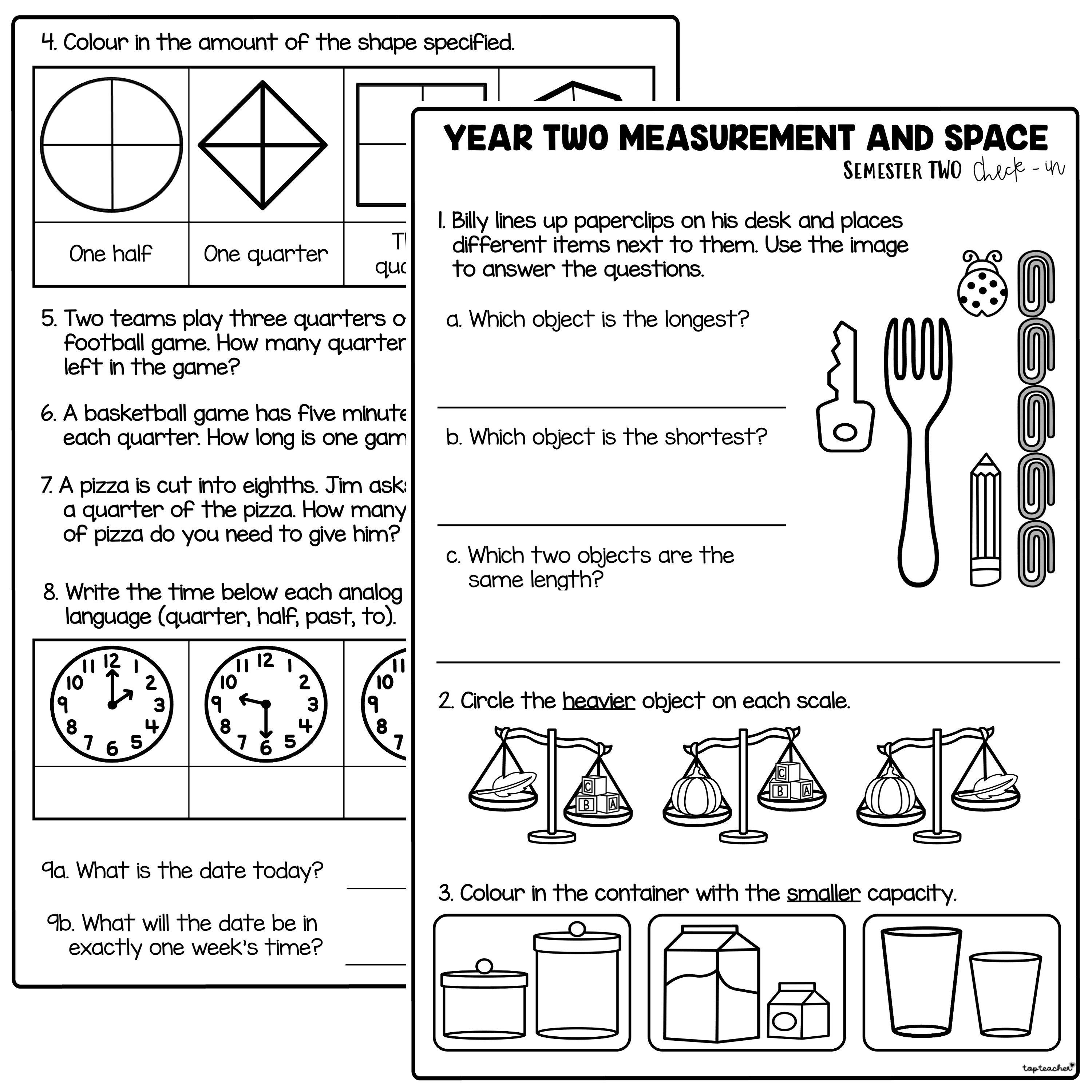 Measurement & Space Strands Assessment: Year 2 Semester 2 - Top Teacher