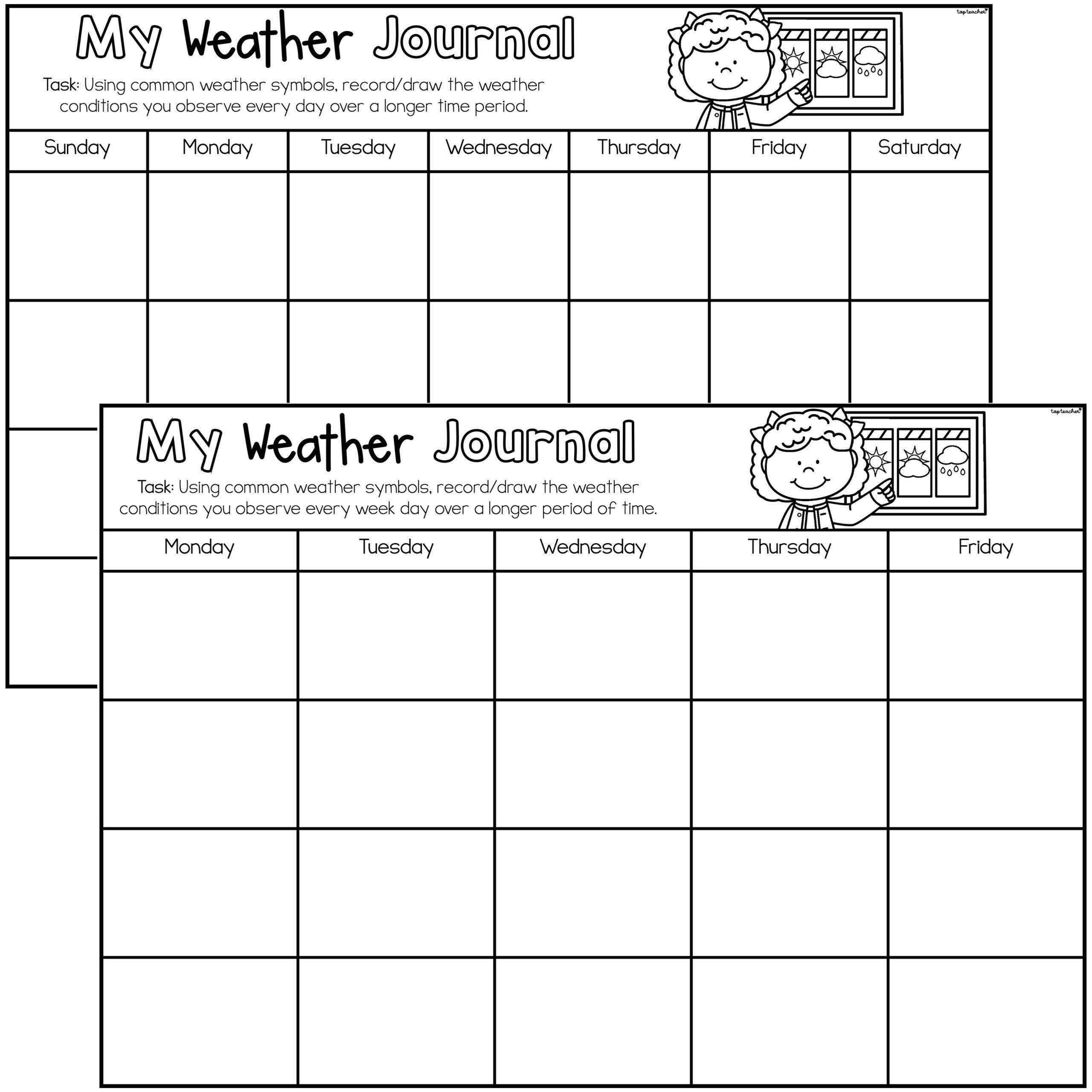Monthly Weather Data Collection Template - Top Teacher