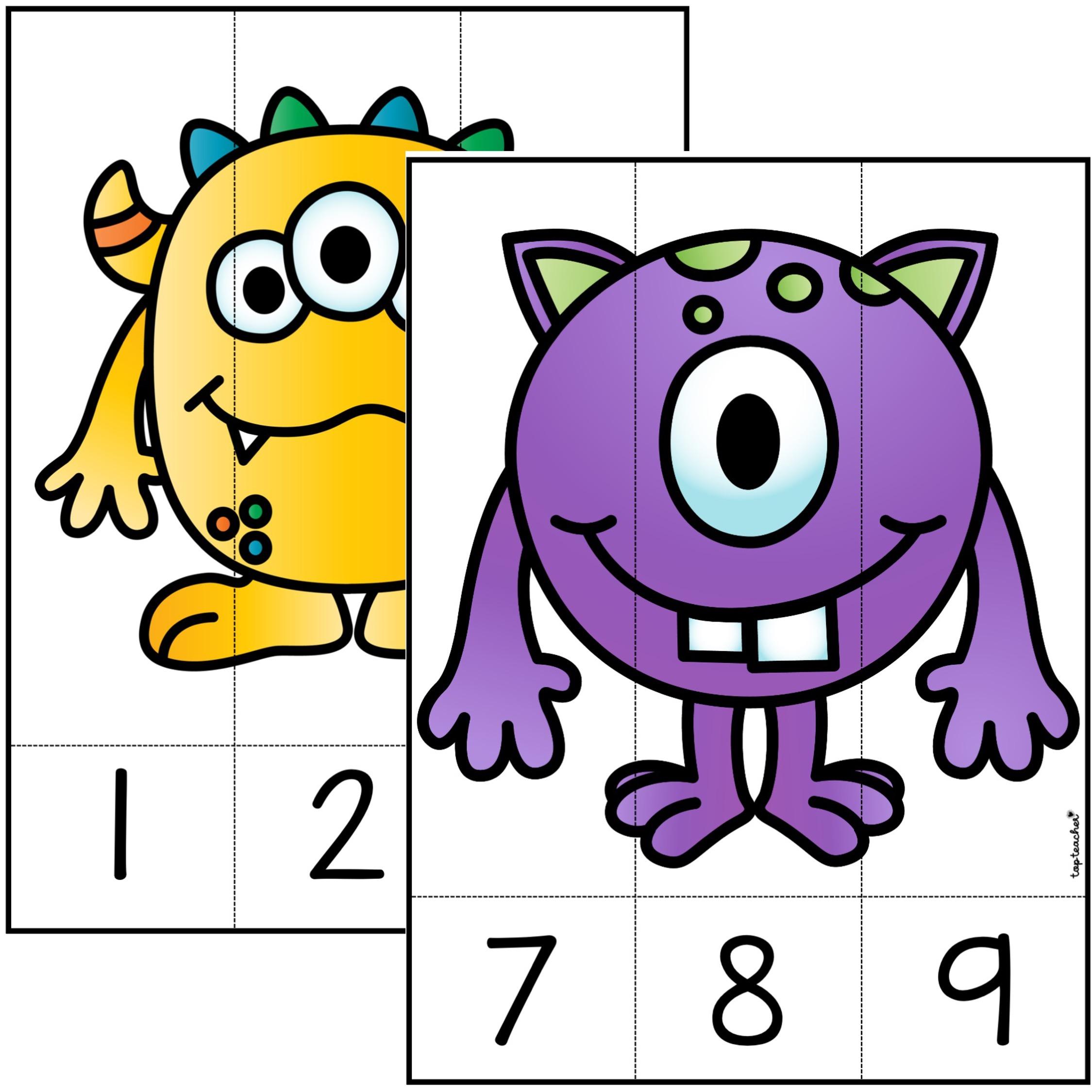 Monster Number Puzzles: 1-20 - Top Teacher