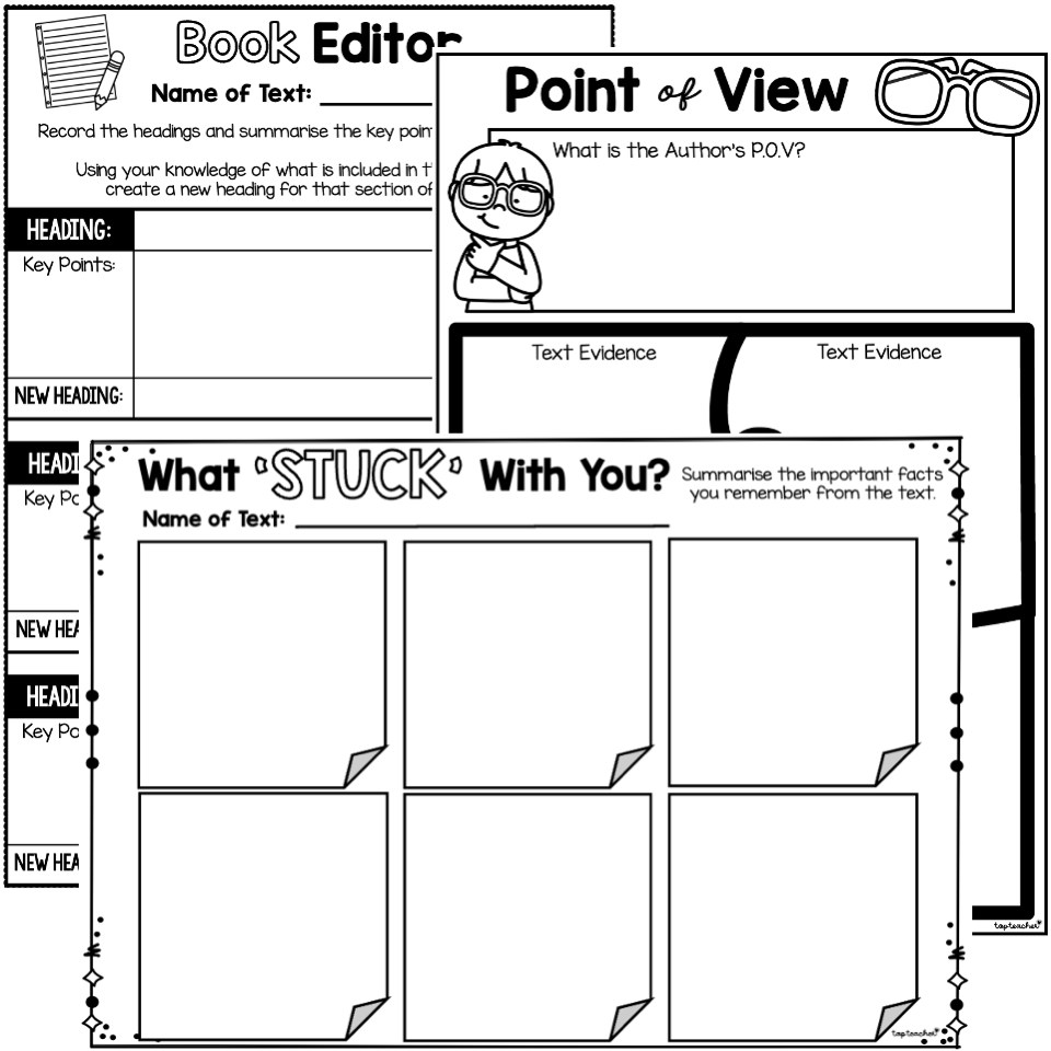 Non-Fiction Reading Response Graphic Organiser PACKAGE - Top Teacher