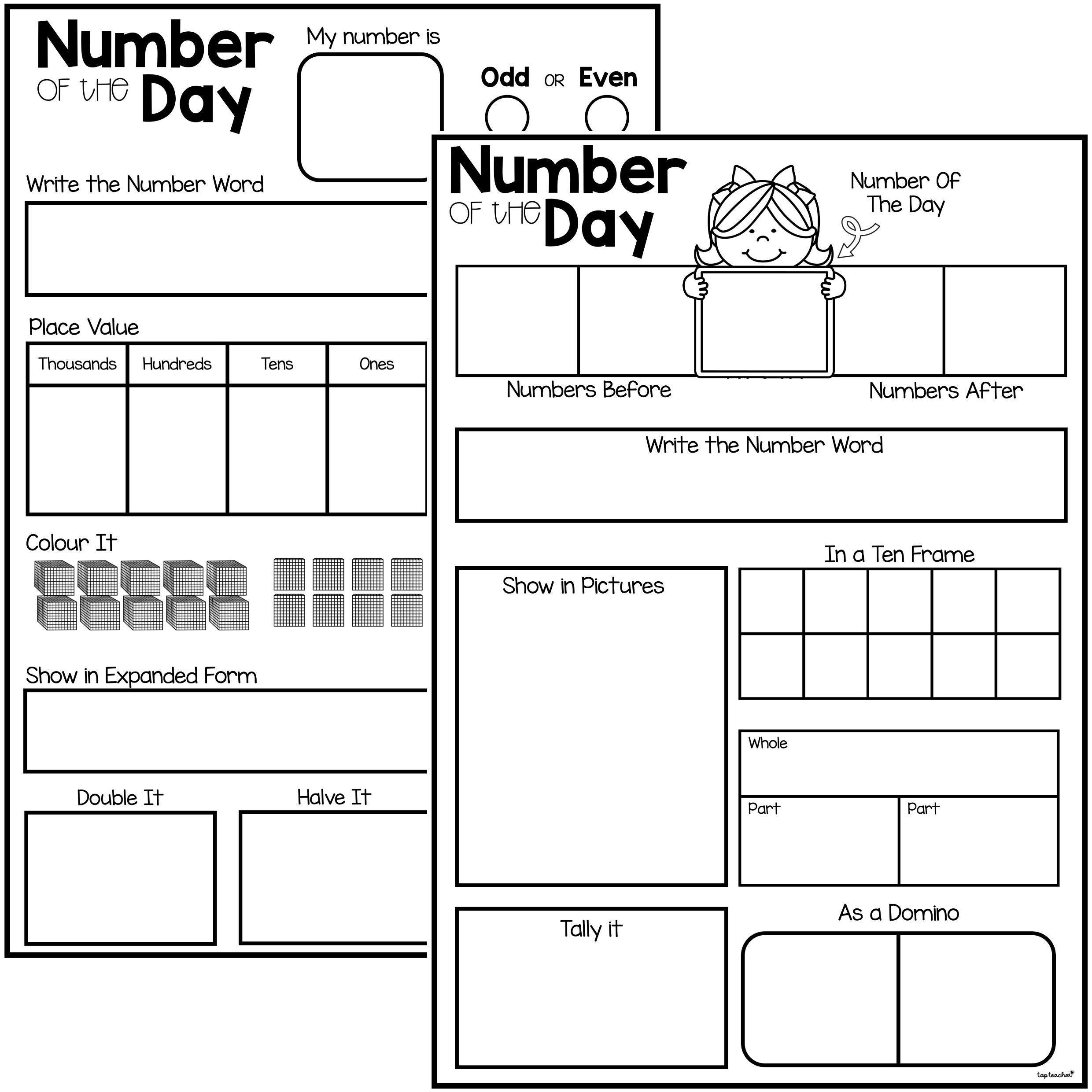 Number of the Day 10, 20, 100, 1000, 10000 Worksheets - Top Teacher