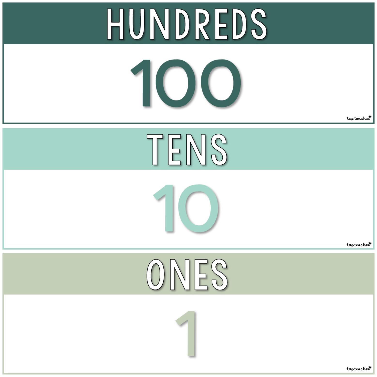 Place Value & Decimals Display Eucalyptus - Top Teacher