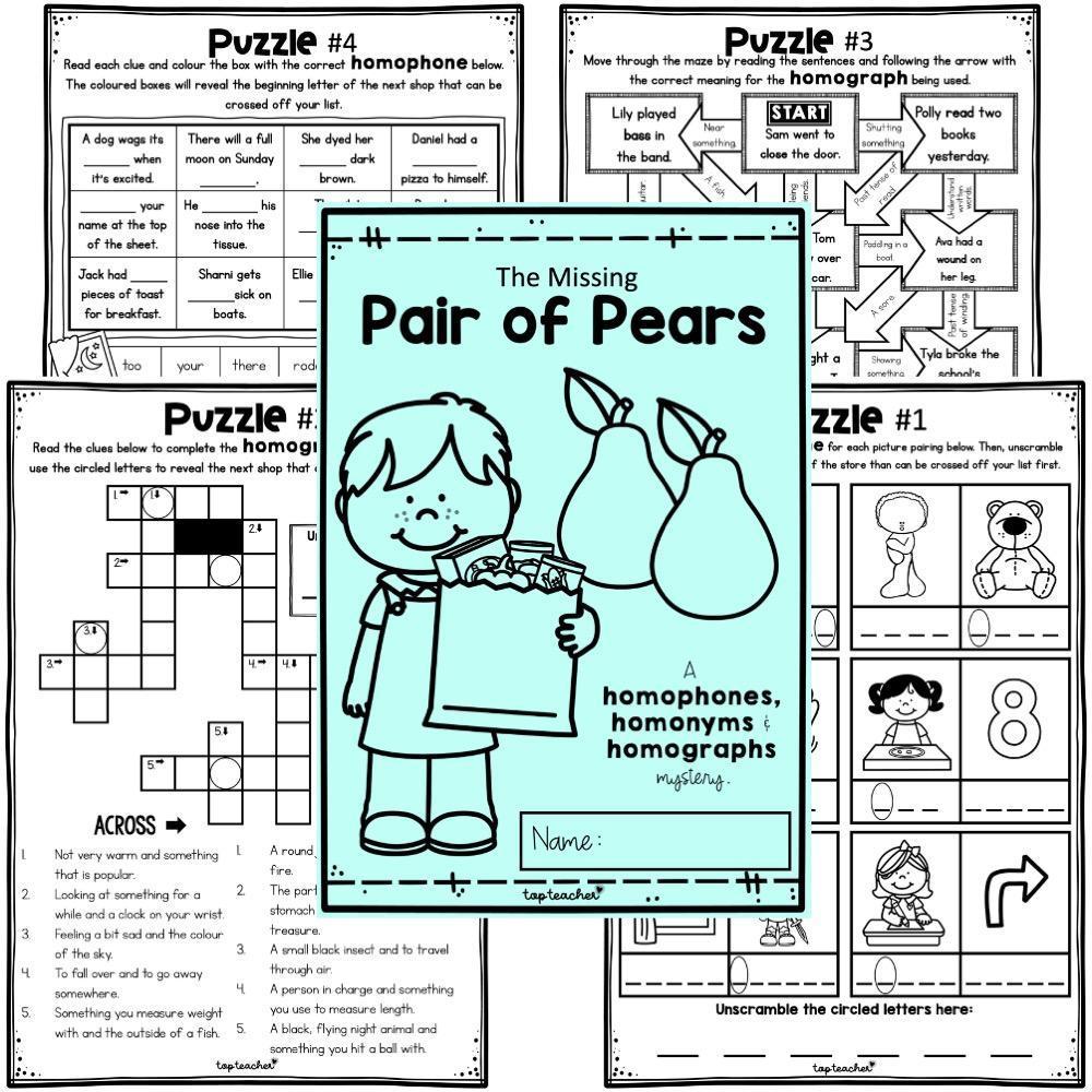 The Missing Pair of Pears: Homophone Investigation Booklet - Top Teacher