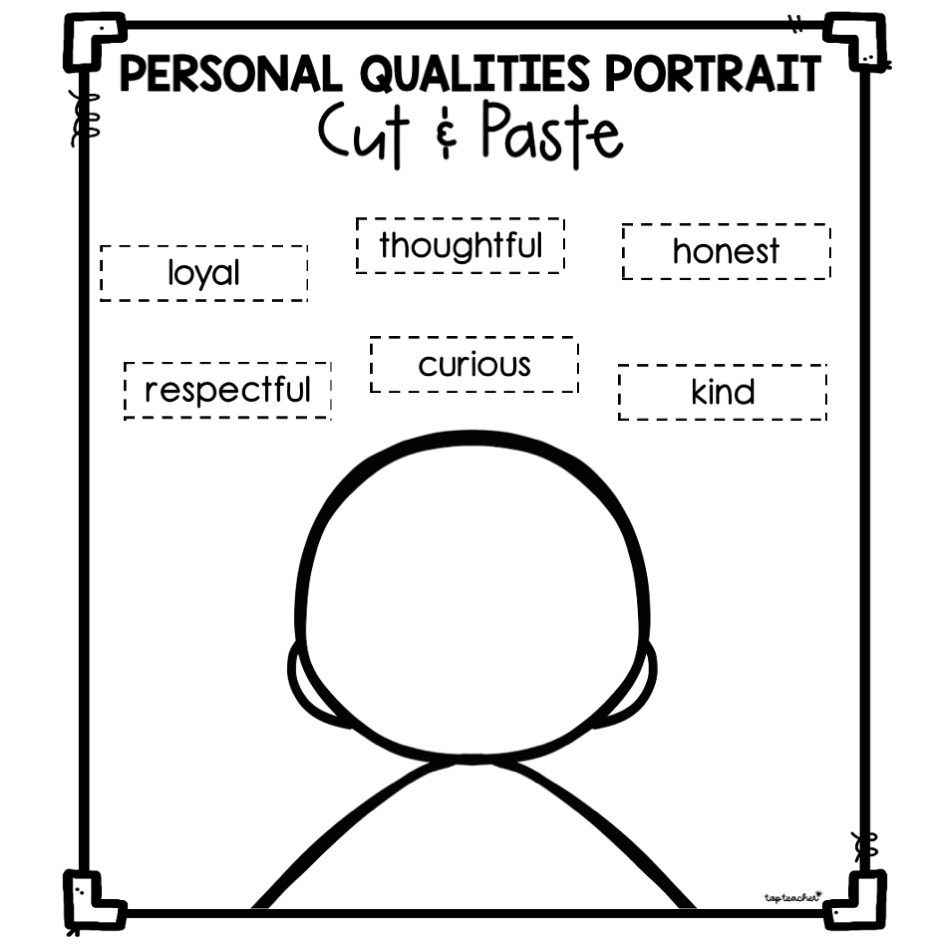 Personal Qualities Cut & Paste Portrait - Top Teacher