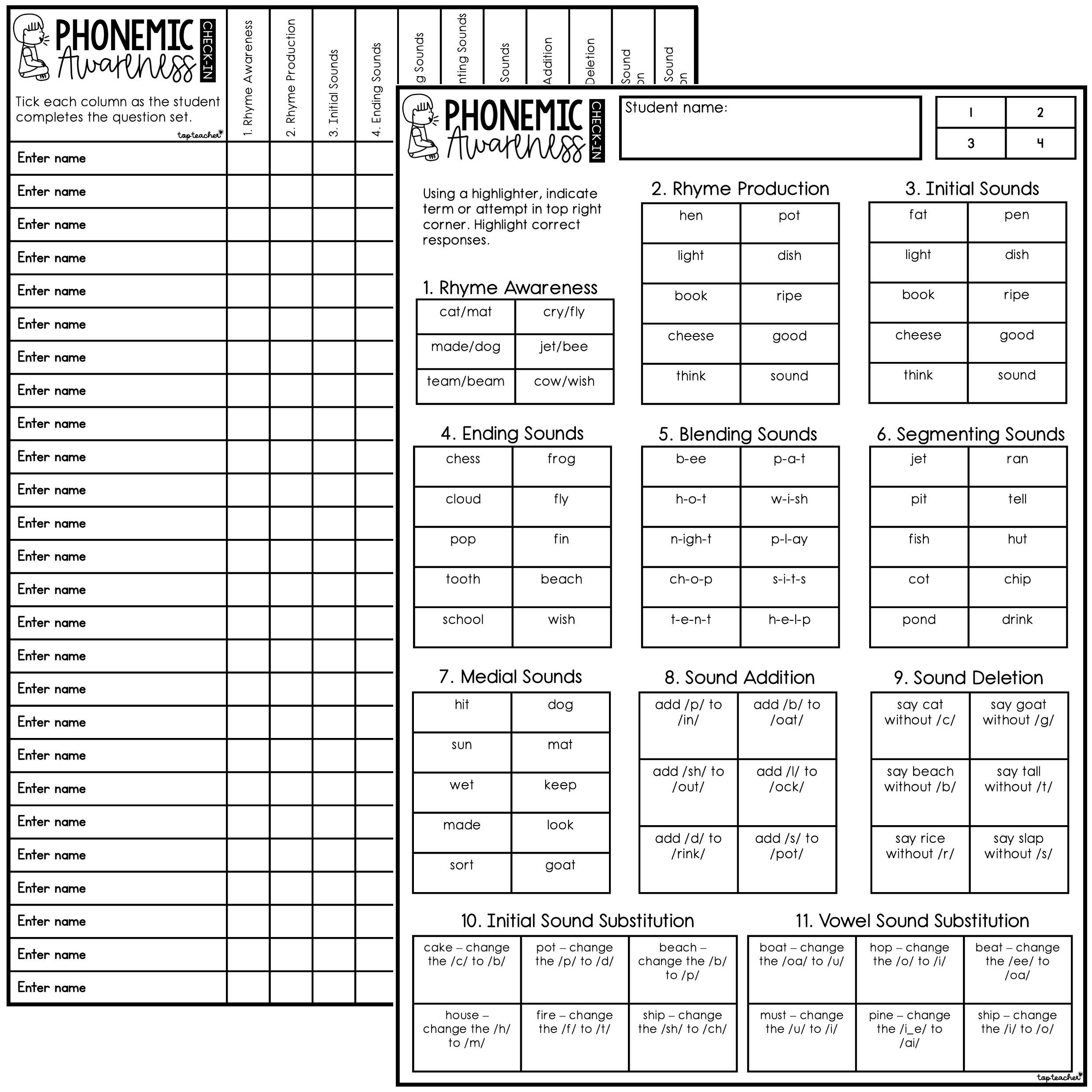 Phonemic Awareness Assessment - Top Teacher