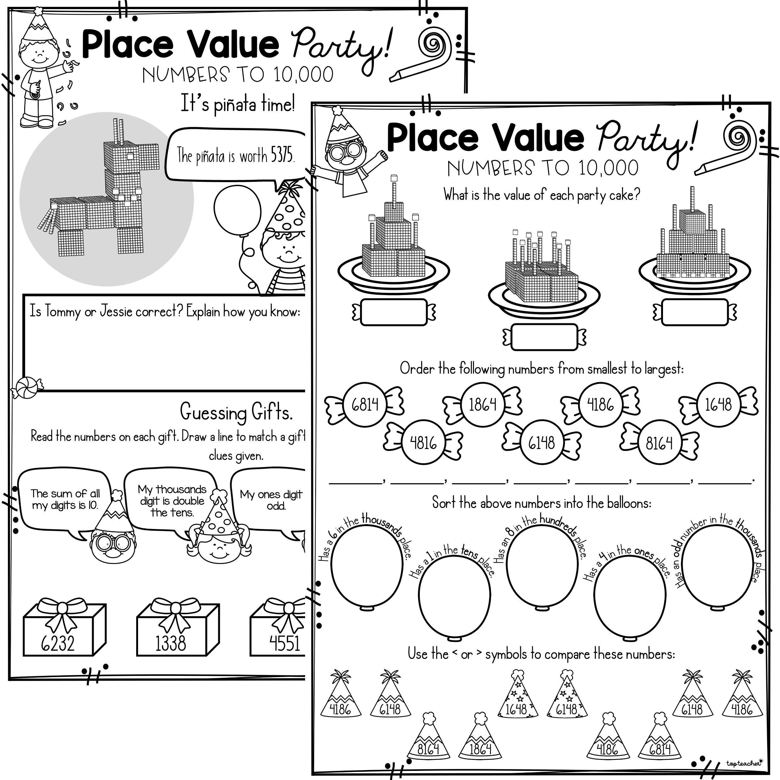 Place Value Party to 10,000 - Top Teacher