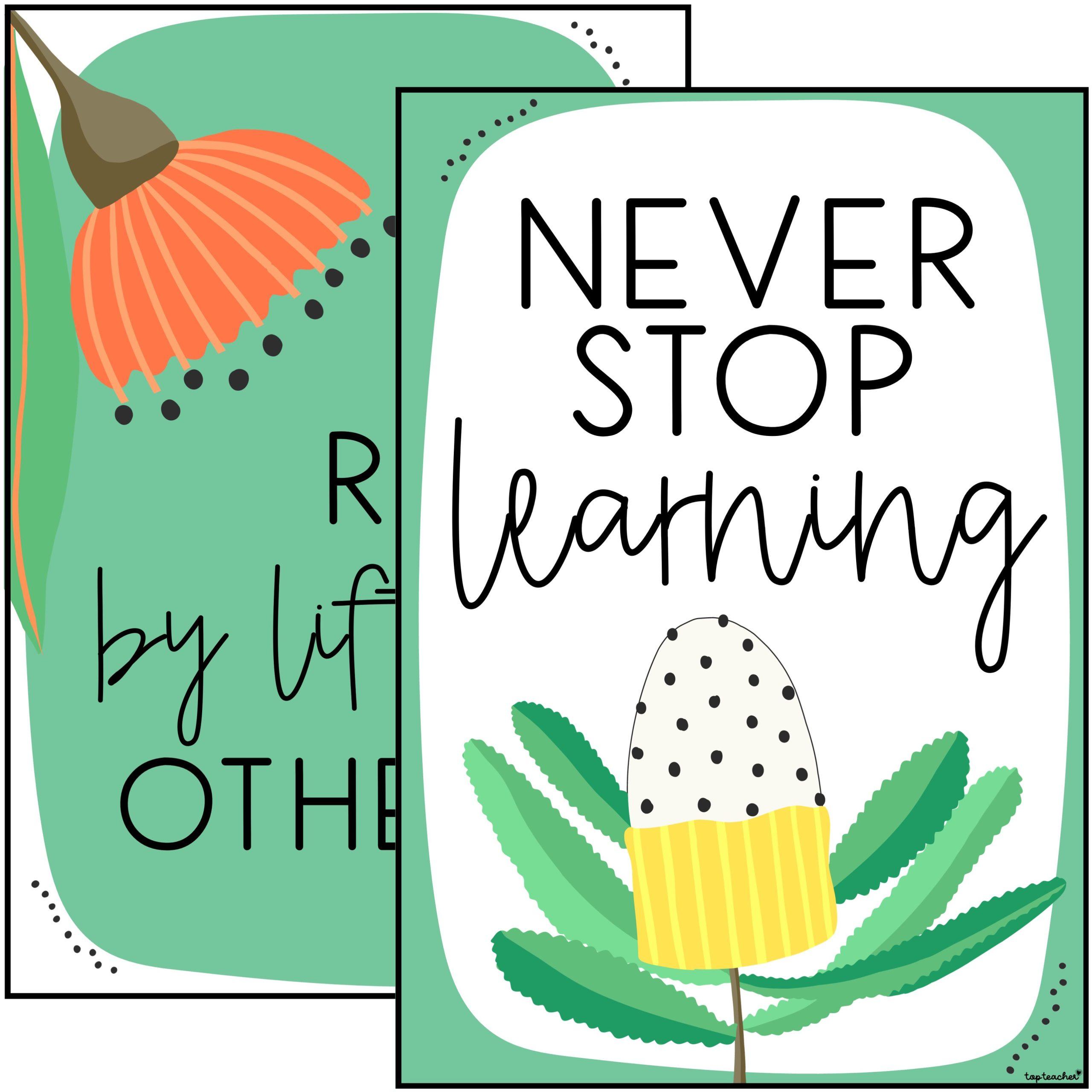 Positive Mindset Posters Let’s Bloom - Top Teacher