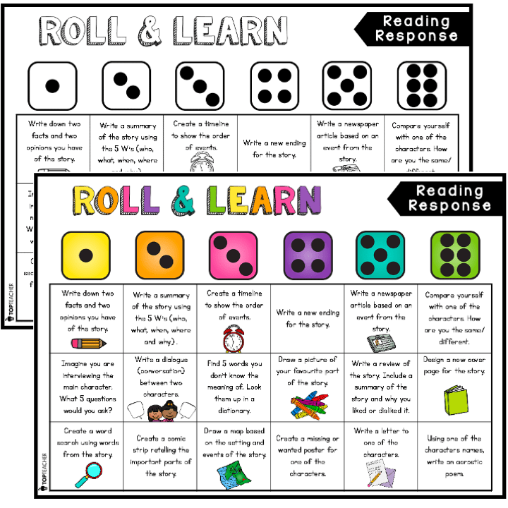 Roll & Learn: Reading Responses - Top Teacher