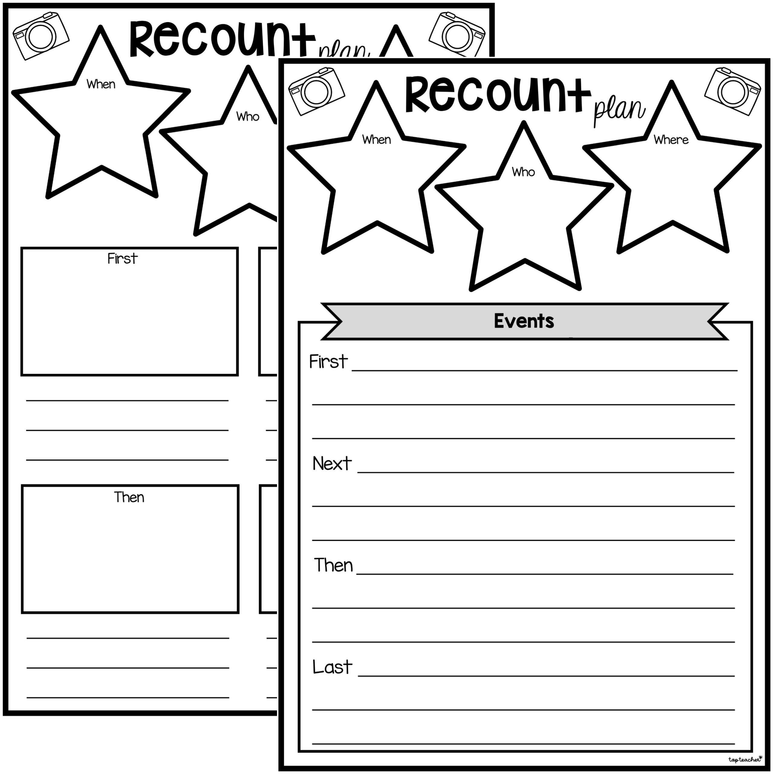 Recount Writing Plans - Top Teacher