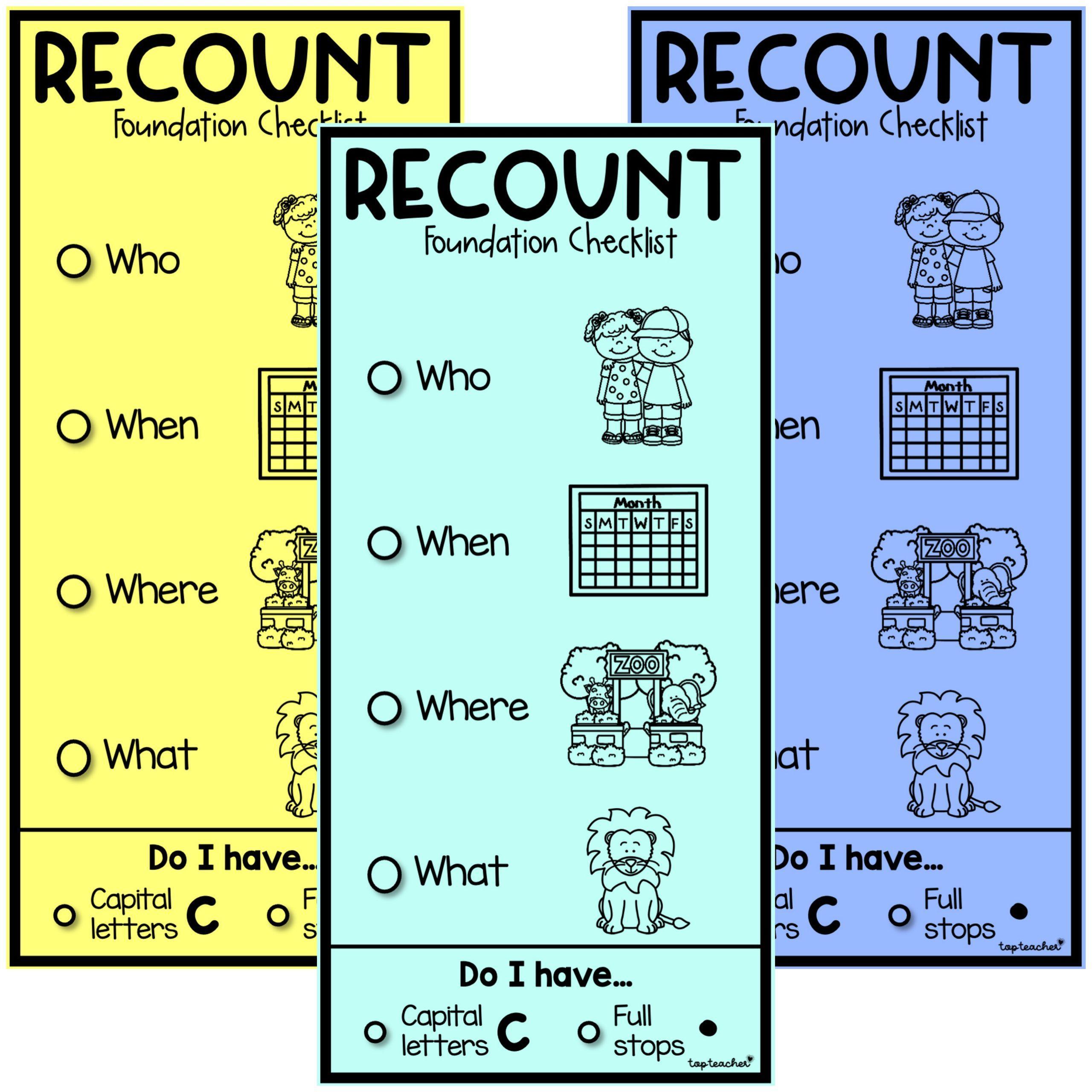 Recount Student Checklist: Foundation - Top Teacher