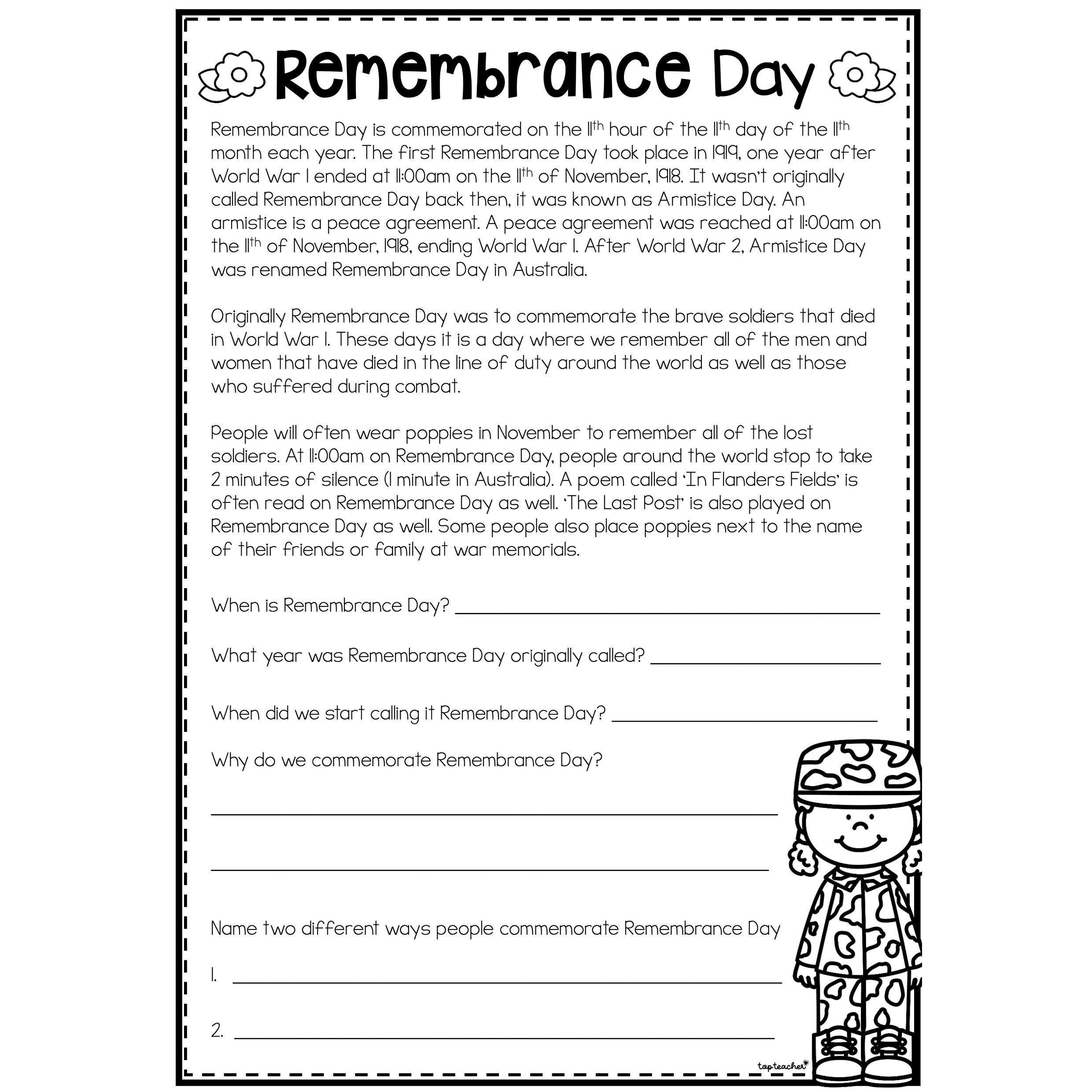 Remembrance Day Homework