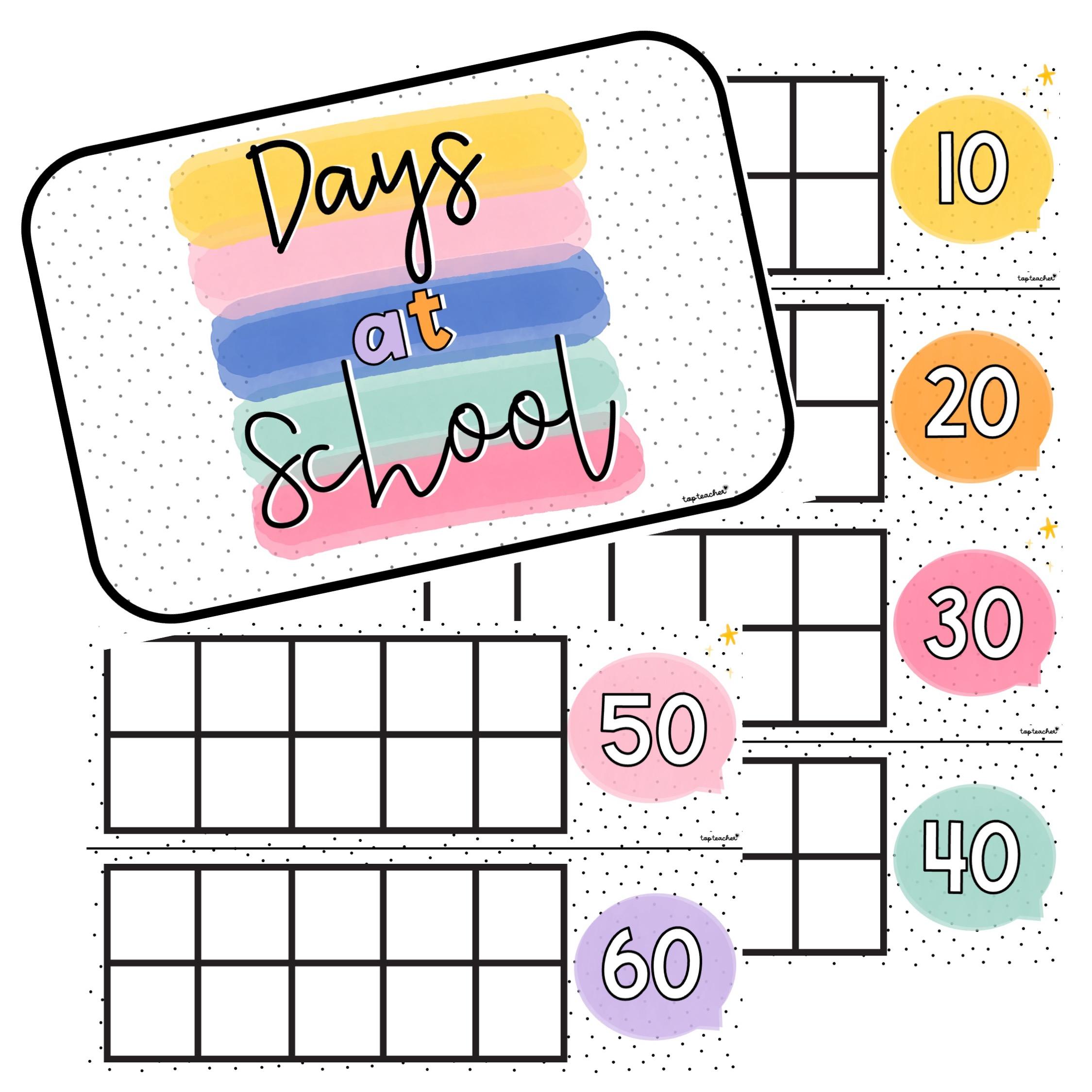 Days at School Tens Frame Good Vibes Spots - Top Teacher