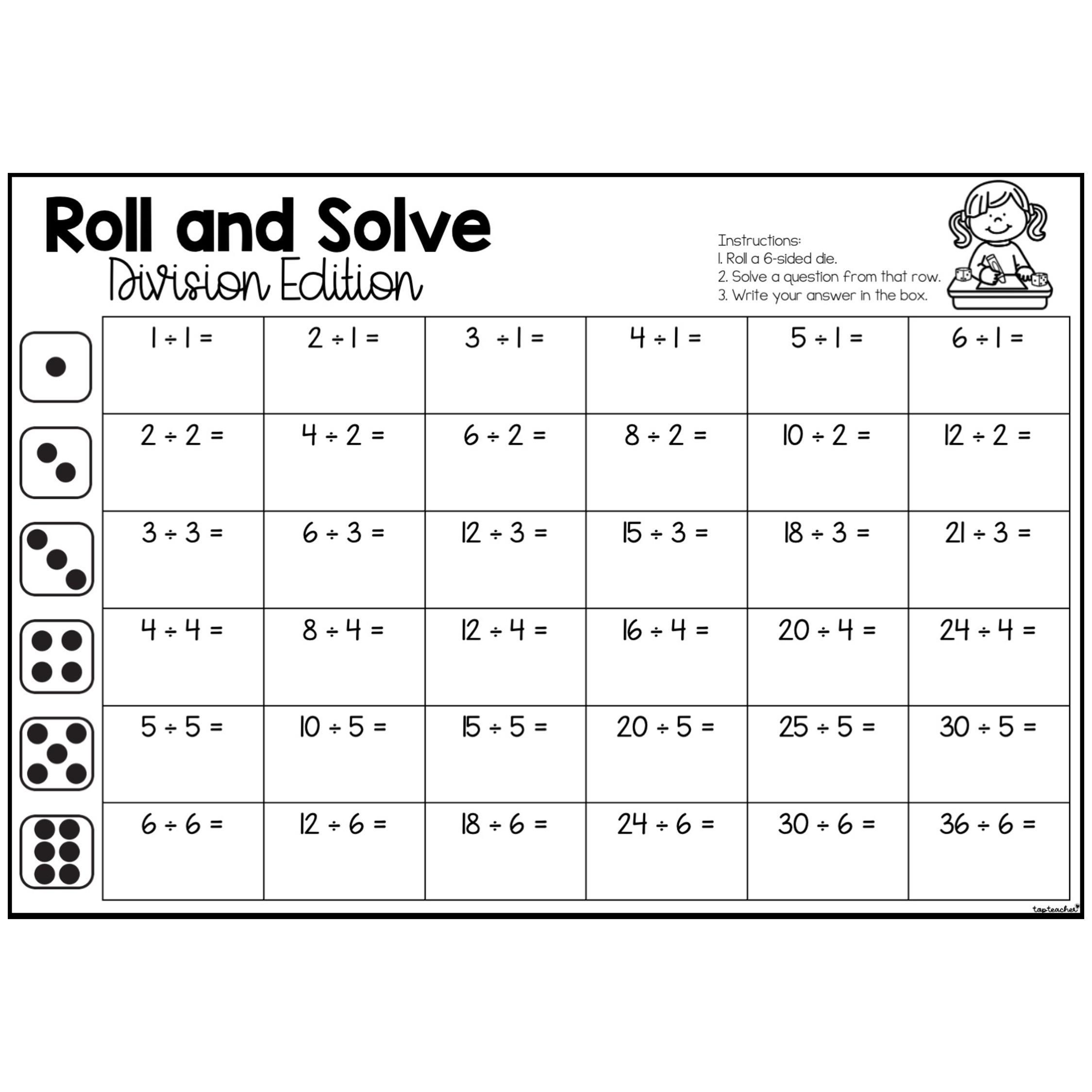 Roll & Solve: Division - Top Teacher