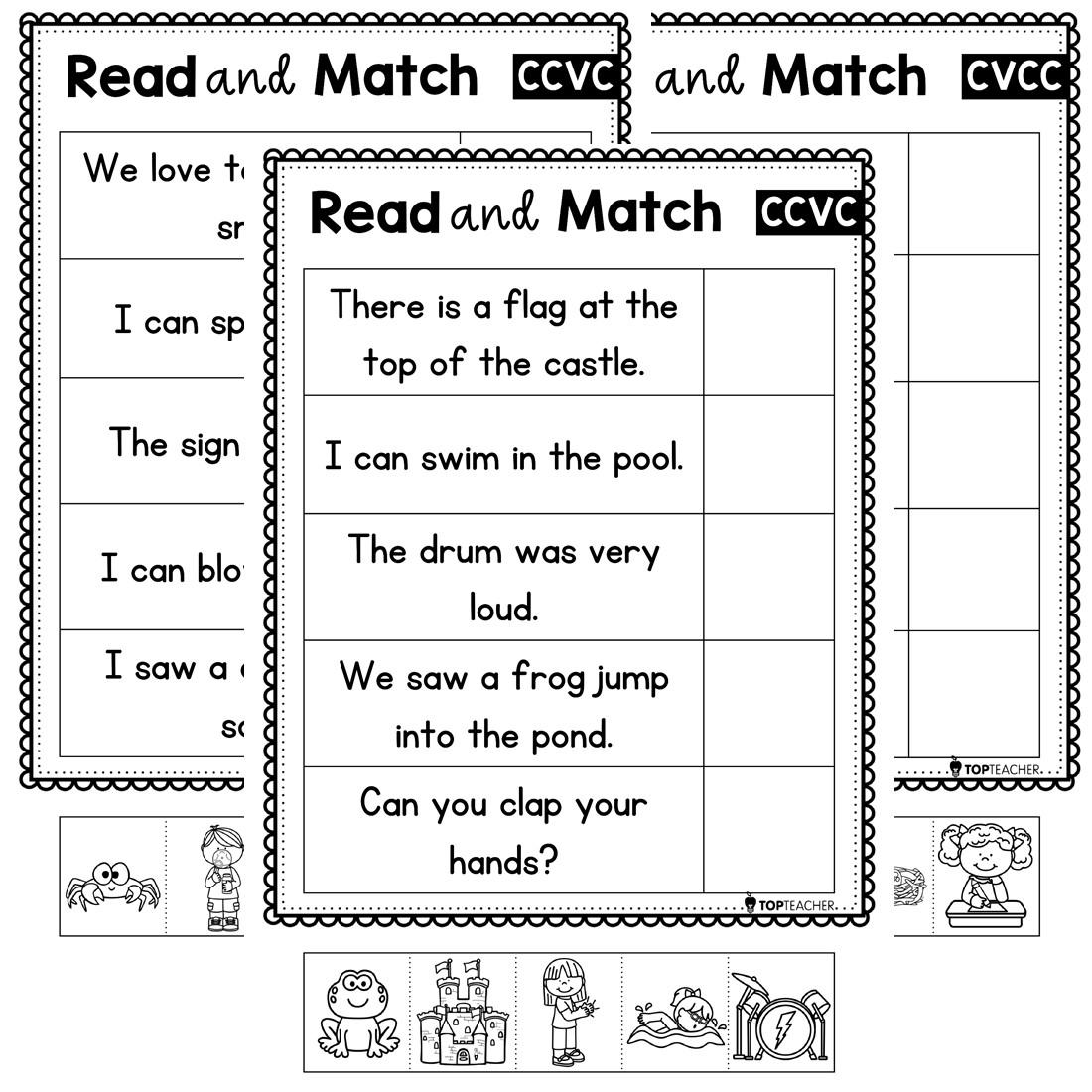 CVCC & CCVC Sentence Match - Top Teacher